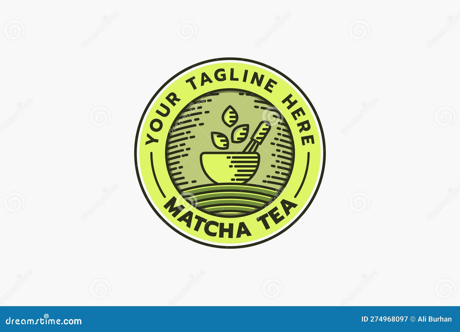 Matcha Logo in Emblem Form with Combination of a Cup of Matcha, Whisk ...