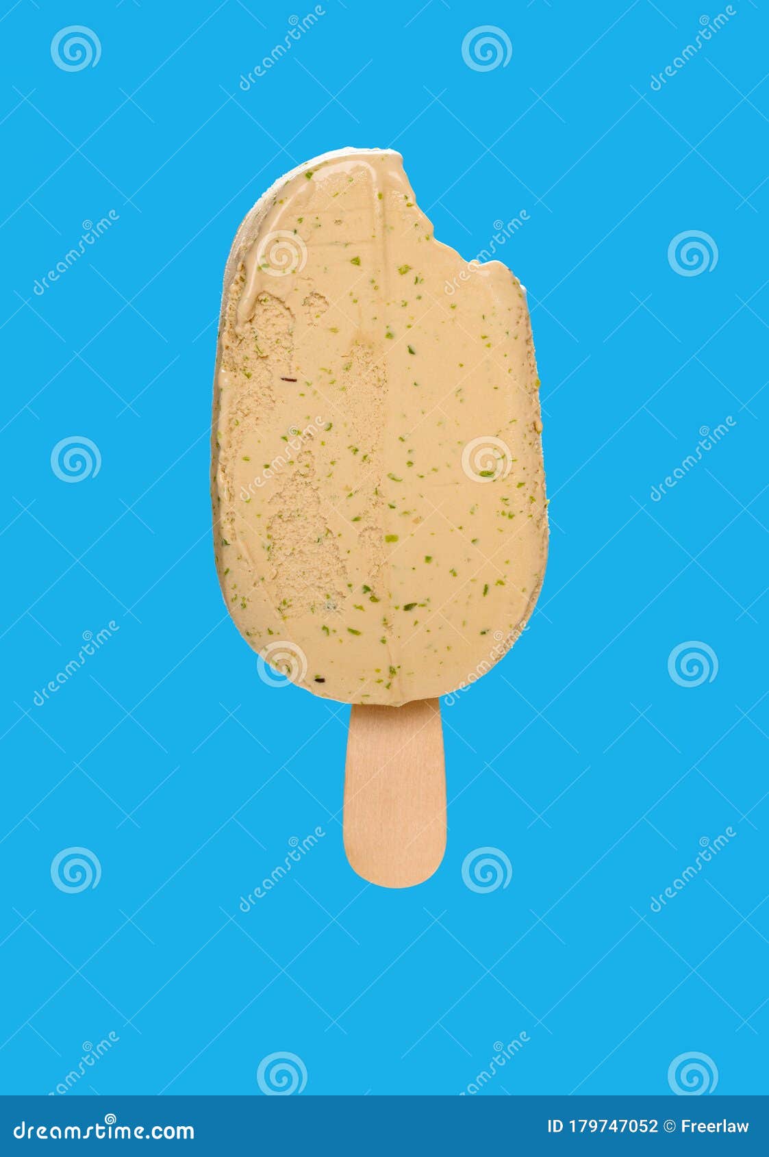 A Matcha Popsicle with a Bite on a Blue Background Stock Photo - Image ...