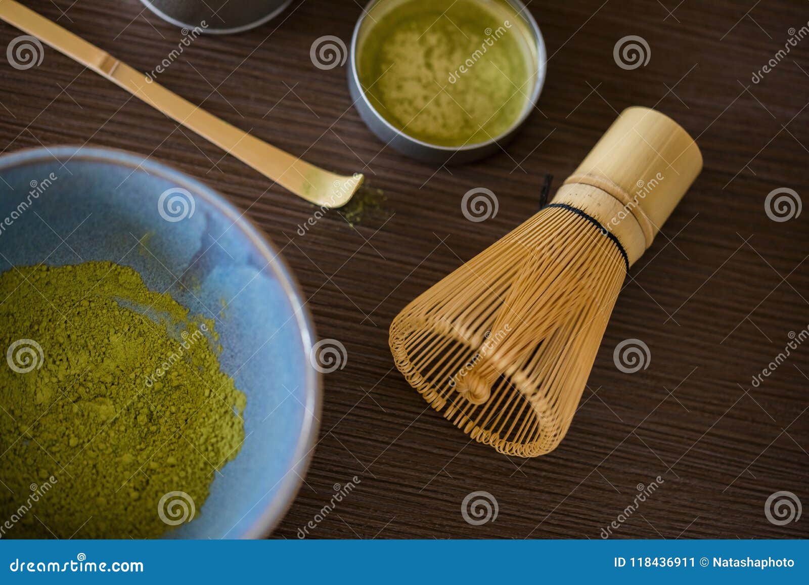 Matcha Powder in a Bowl stock image. Image of bamboo - 118436911