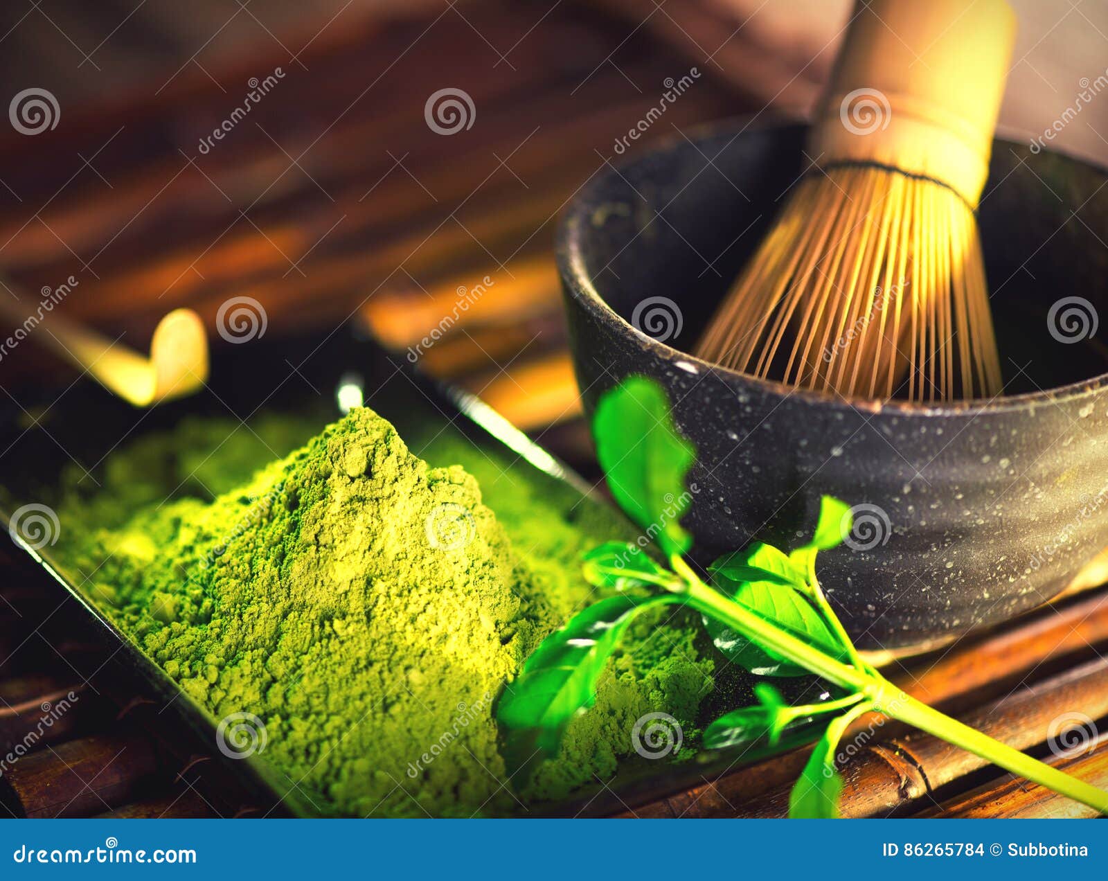 Matcha Powder. Organic Green Matcha Tea Ceremony Stock Photo - Image of ...