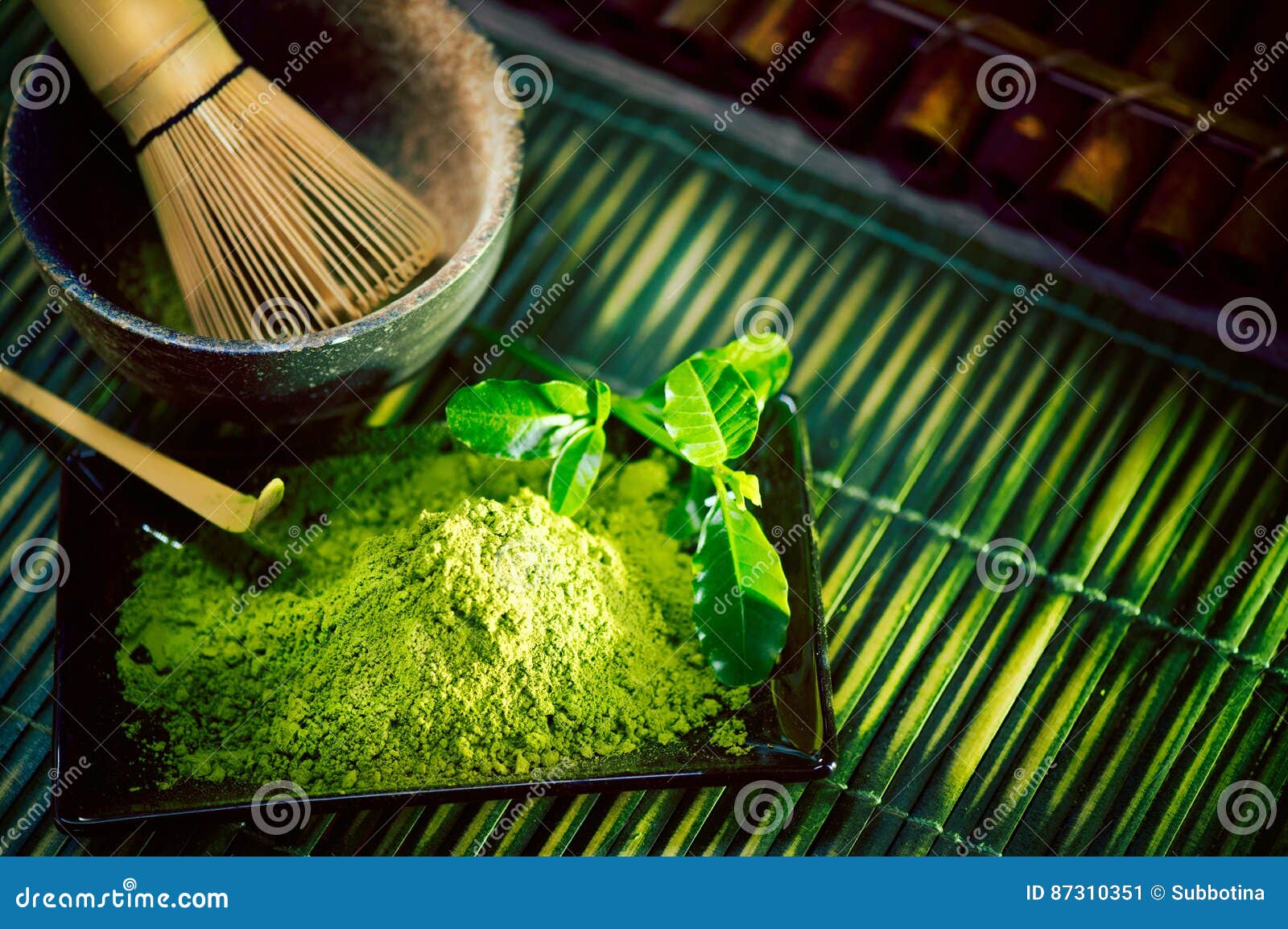 Matcha Powder Explosion On White Background Top View. Matcha Is Made Of ...
