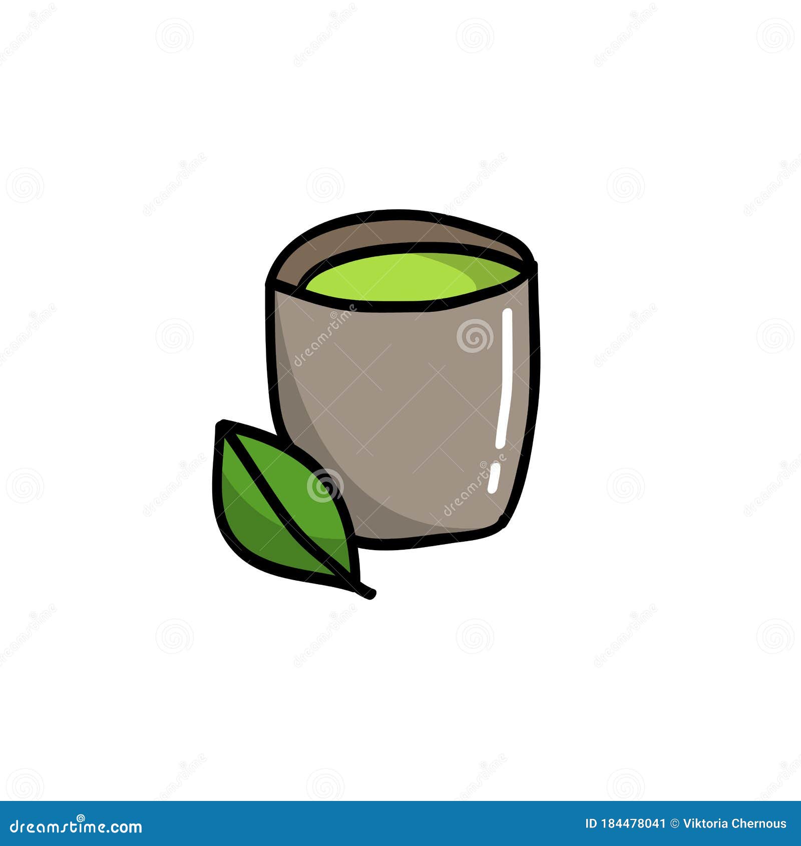 Matcha Tea Doodle Icon, Vector Illistration Stock Illustration ...