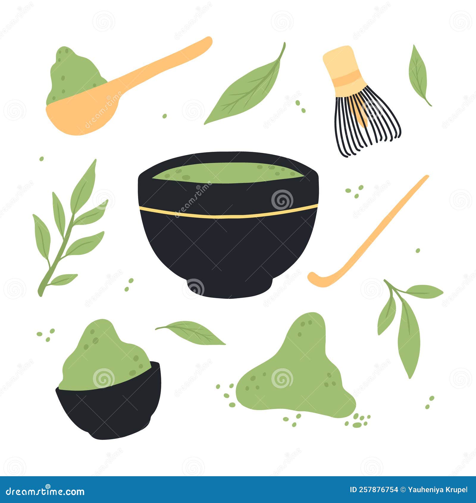 Matcha Tea. Mug with Matcha and Green Tea Leaves. Natural Green Tea ...