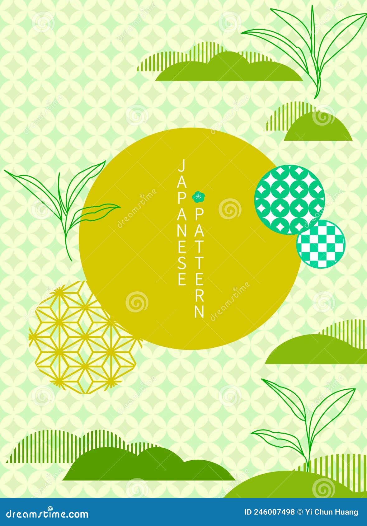 Matcha Tea Pattern Background with Green Texture. Stock Illustration ...
