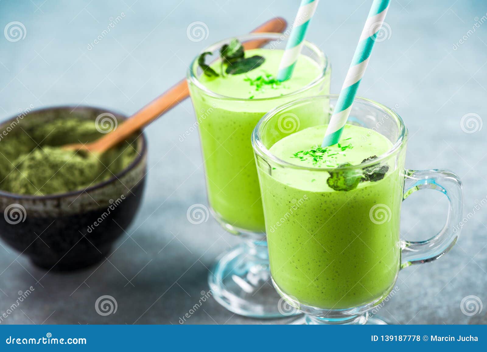 Matcha Tea Refreshing Milk Shake Stock Photo - Image of diet, drink ...