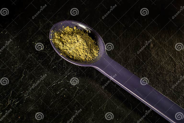 Matcha tea in a spoon stock image. Image of single, special - 111443423