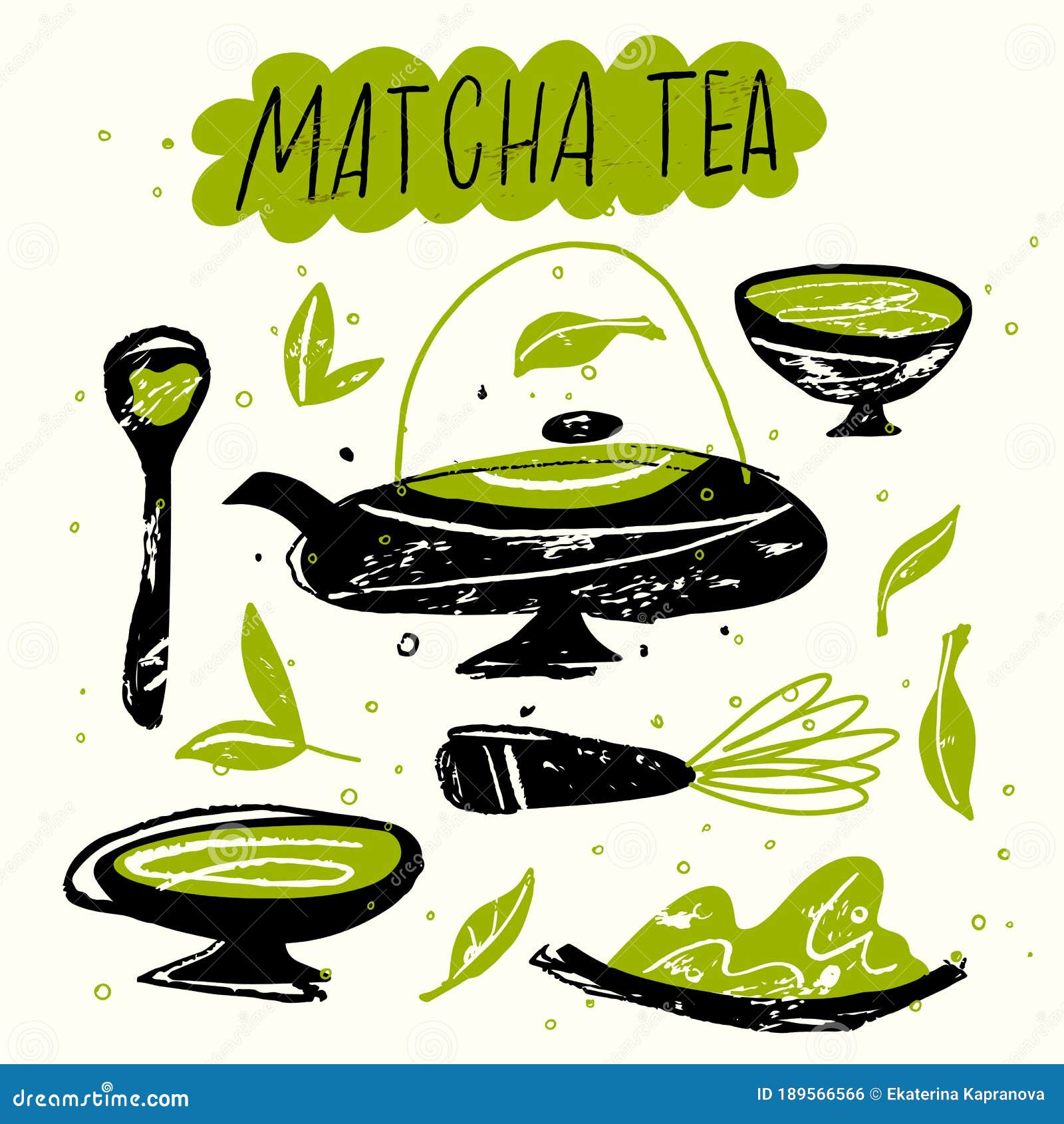 Matcha Tea. Doodle Illustration. Japanese Tea Ceremony Stock ...