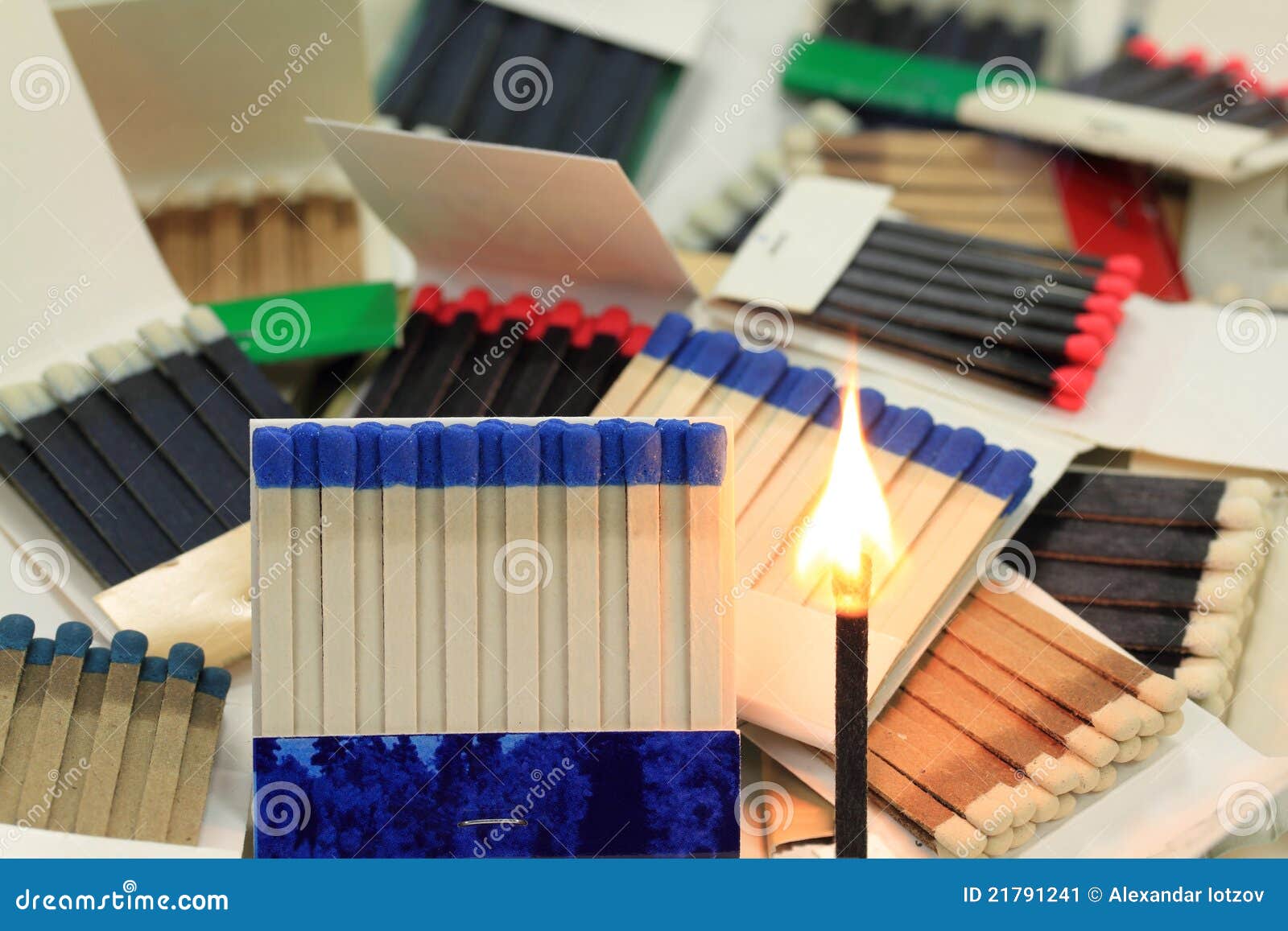 Matchbooks and Fired Paper Stick with Flame. Stock Image - Image of ...
