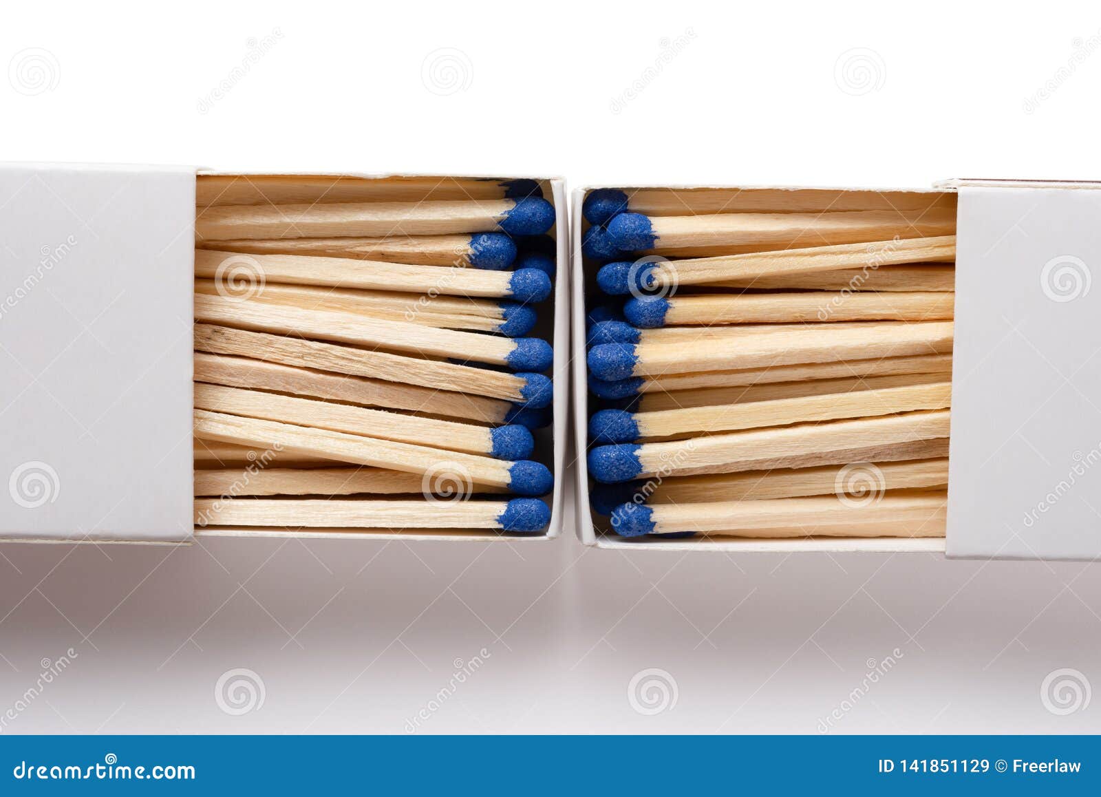 Matchbox with Blue Matchsticks with Clipping Path Stock Image - Image ...