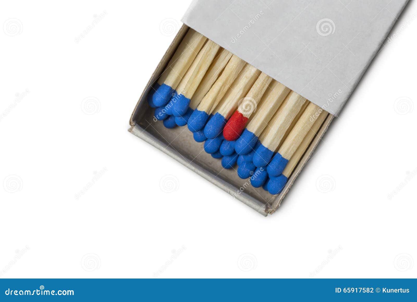 Matchbox with Blue and One Red Matches Stock Photo - Image of foreign ...