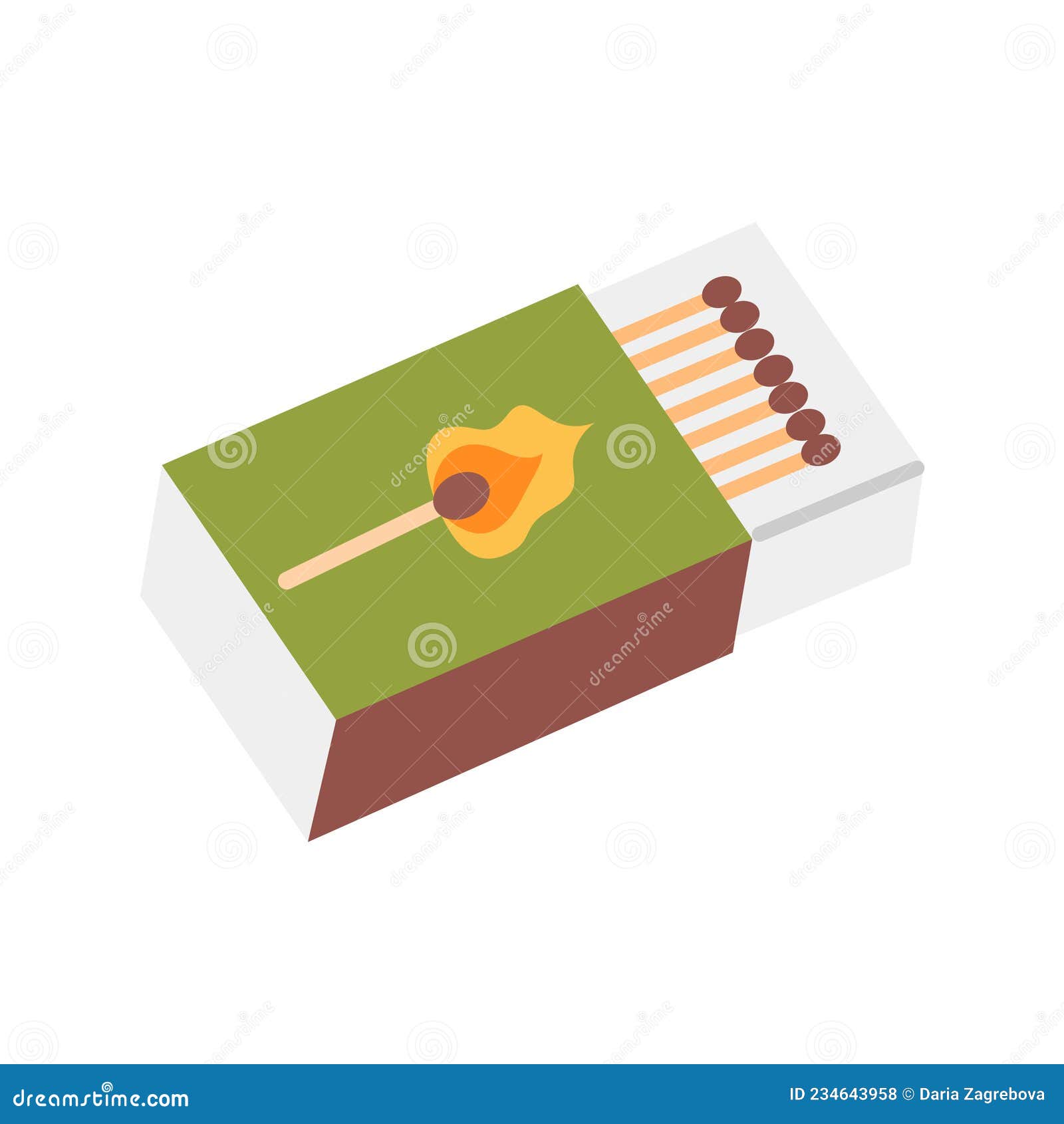 Matchbox For Lighting Campfire, Vector Illustration In Flat Style ...