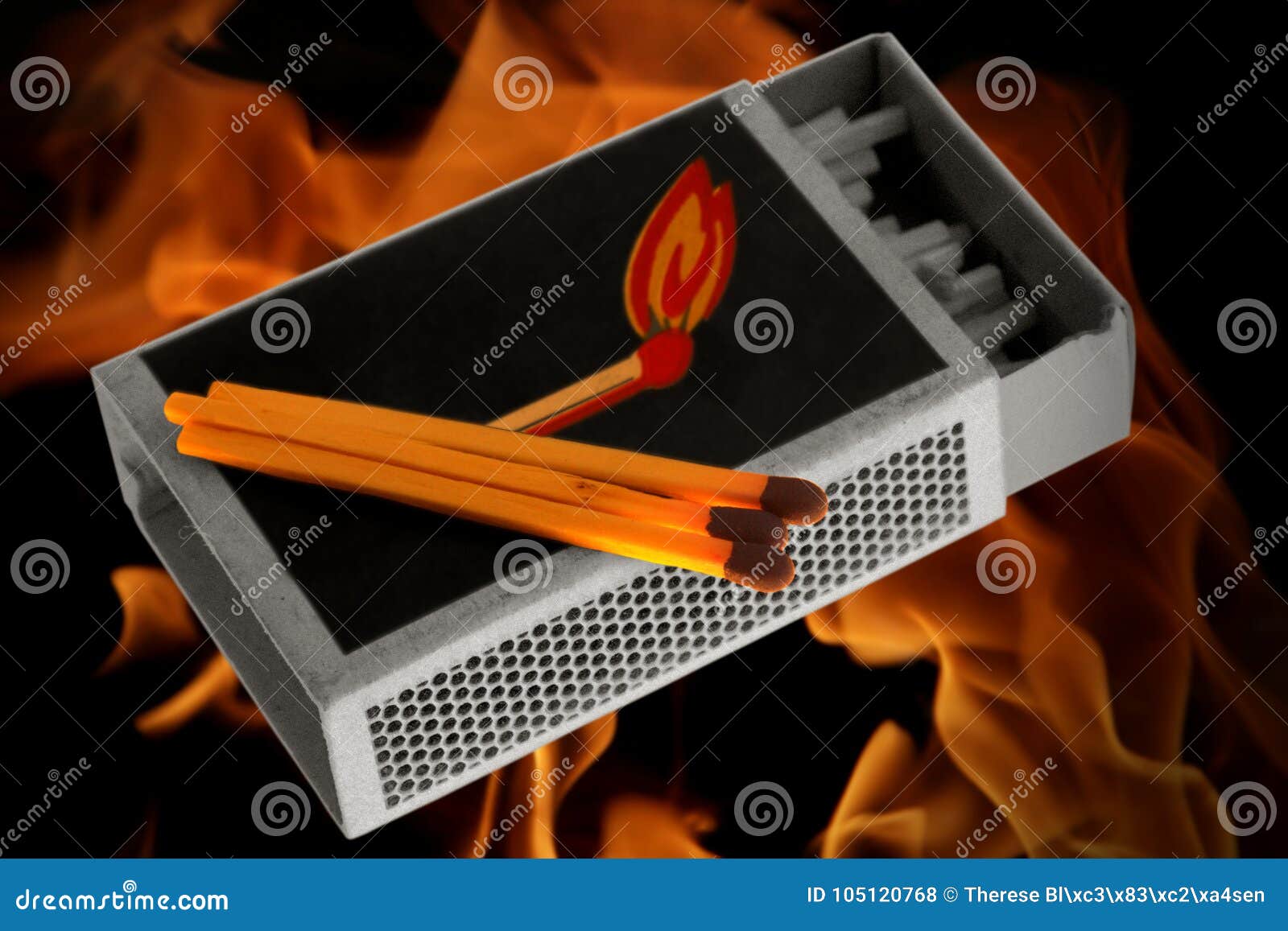 Matchbox with matches stock photo. Image of burn, spark - 105120768