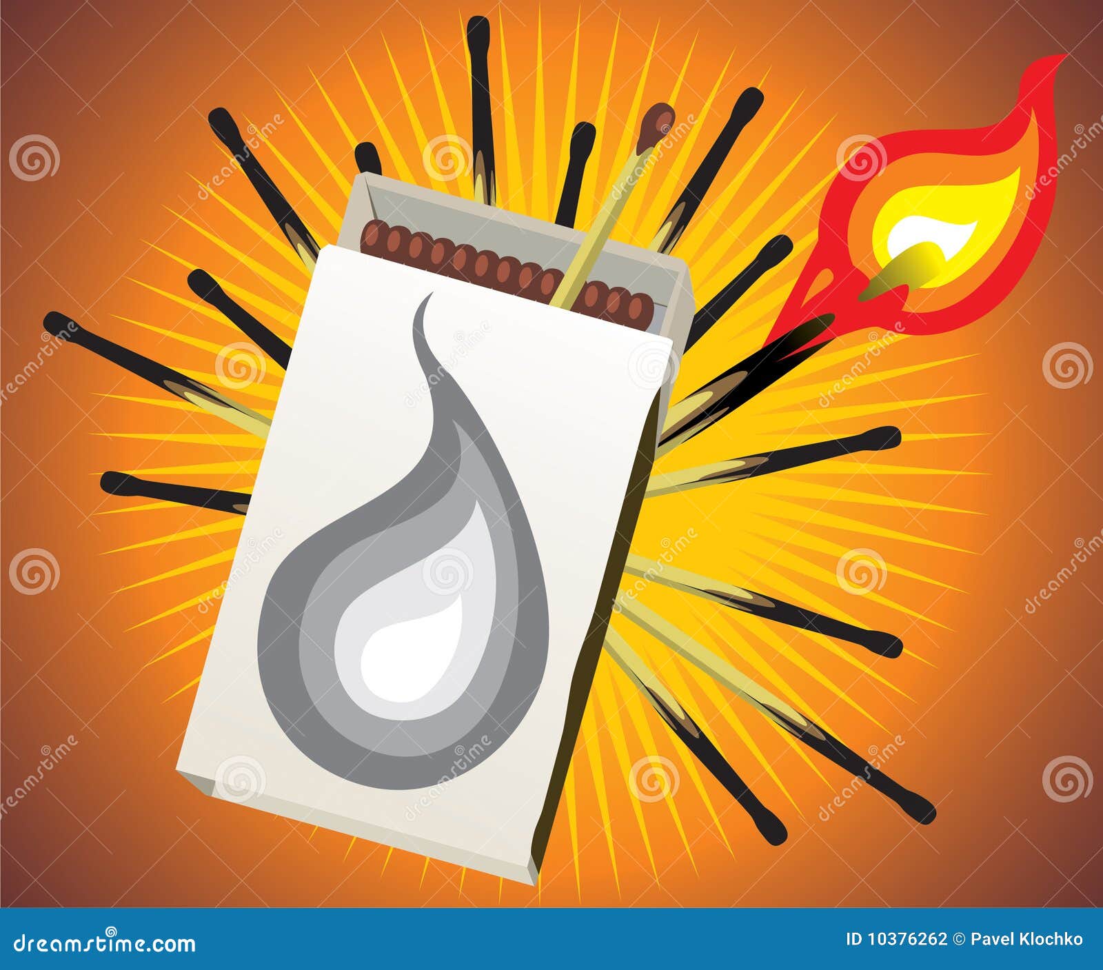 Matchbox and matchsticks stock vector. Illustration of match - 10376262