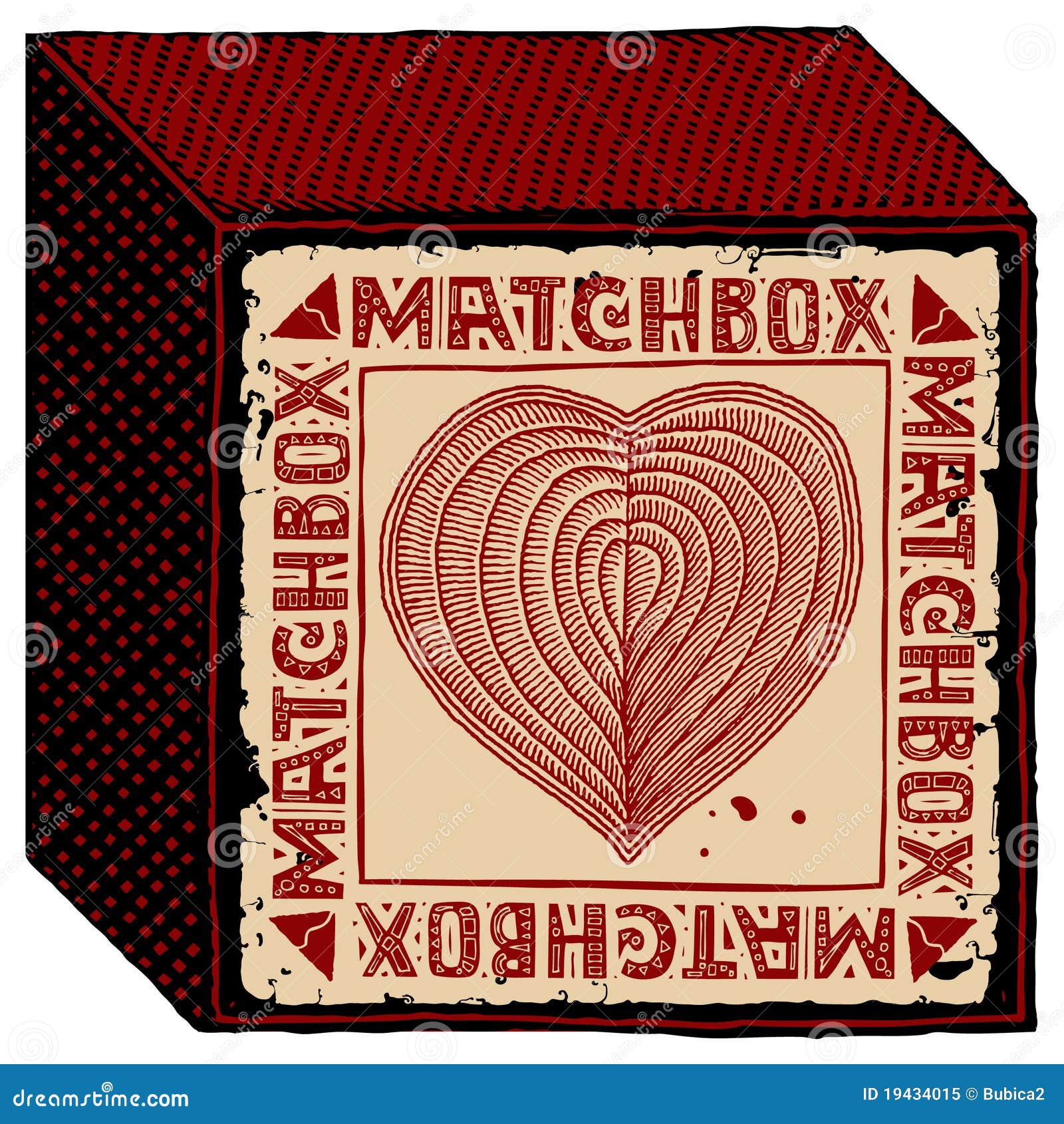 Matchbox red heart woodcut stock vector. Illustration of presentation ...