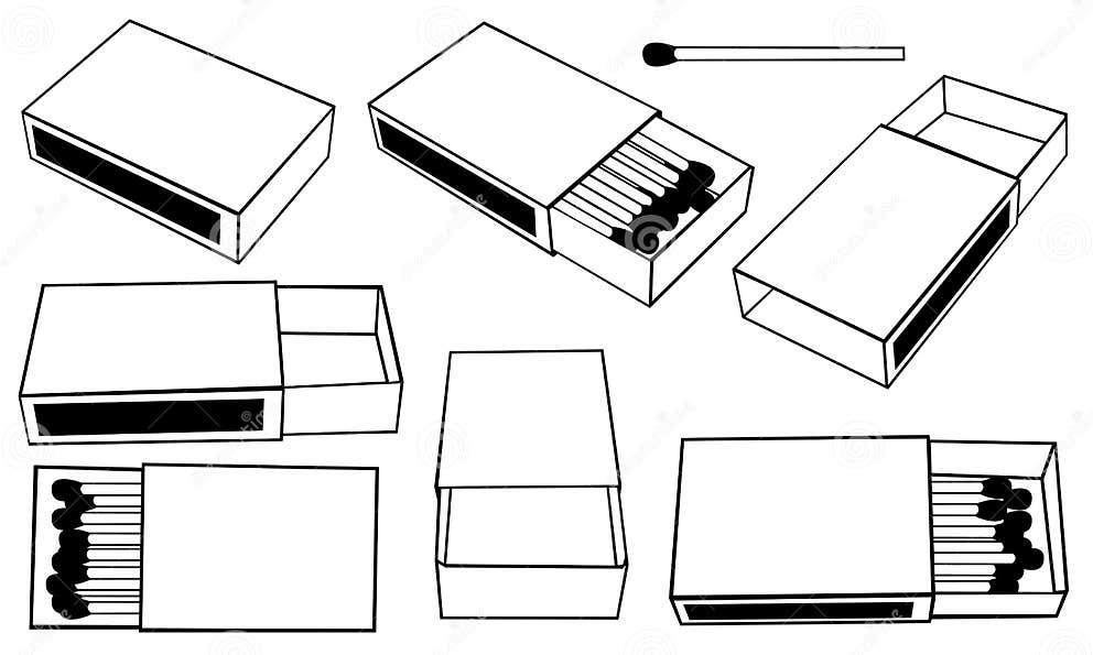 Matchbox Set Isolated on White Stock Vector - Illustration of detail ...
