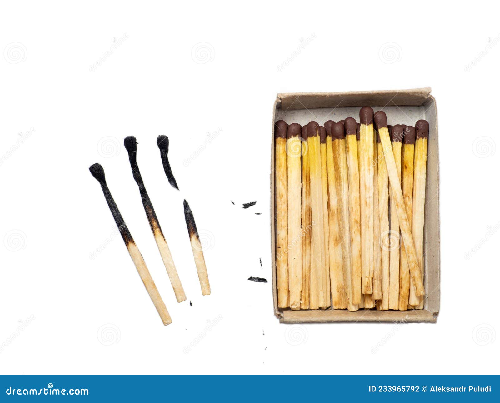 Matchbox on a White Background. Matchstick. Burnt Match Near the Box ...