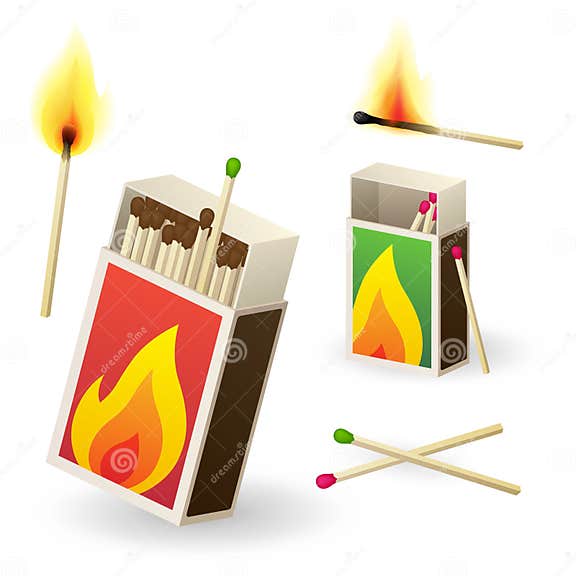 Matchboxes and matches stock vector. Illustration of lighting - 8681907