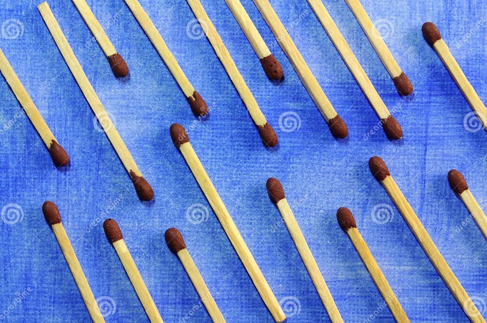 Matches on blue stock image. Image of fire, blue, brown - 29065233