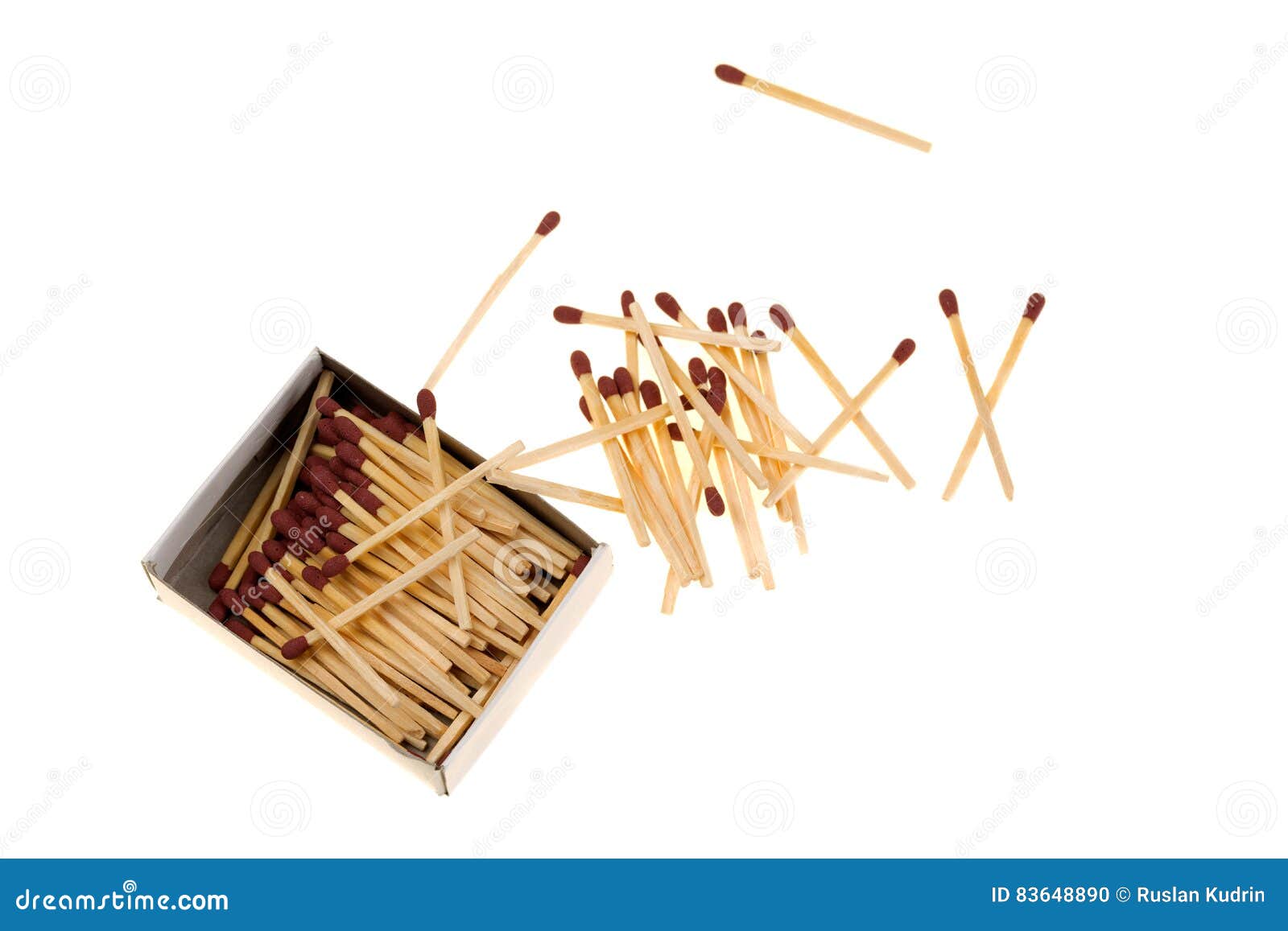 Matches with Box, Spilling on White Stock Photo - Image of control ...