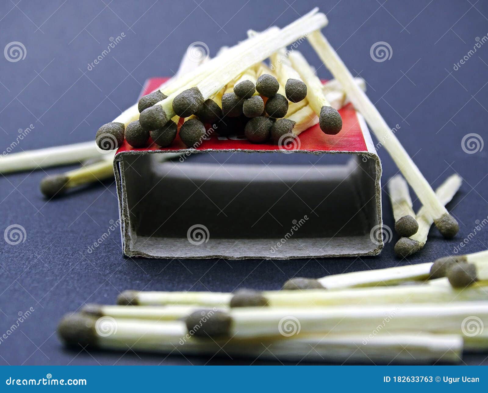 Matches and Matchbox on Black Background Stock Image - Image of burn ...