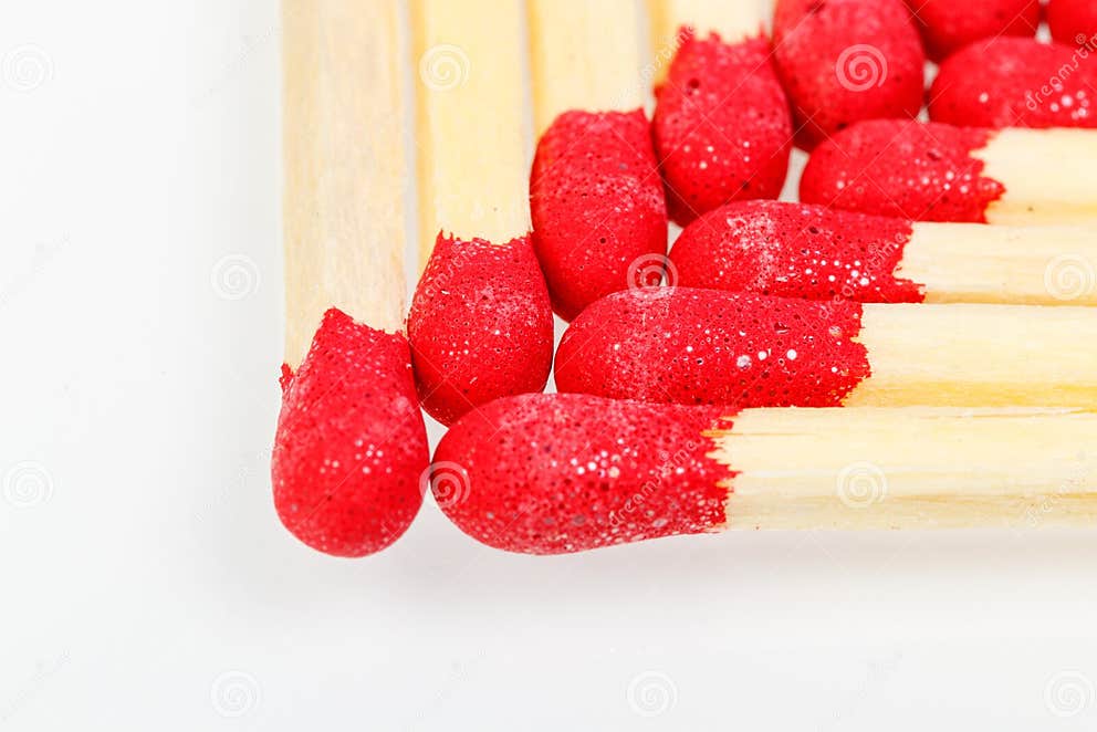 Matches with a Red Head on a White Background Stock Image - Image of ...
