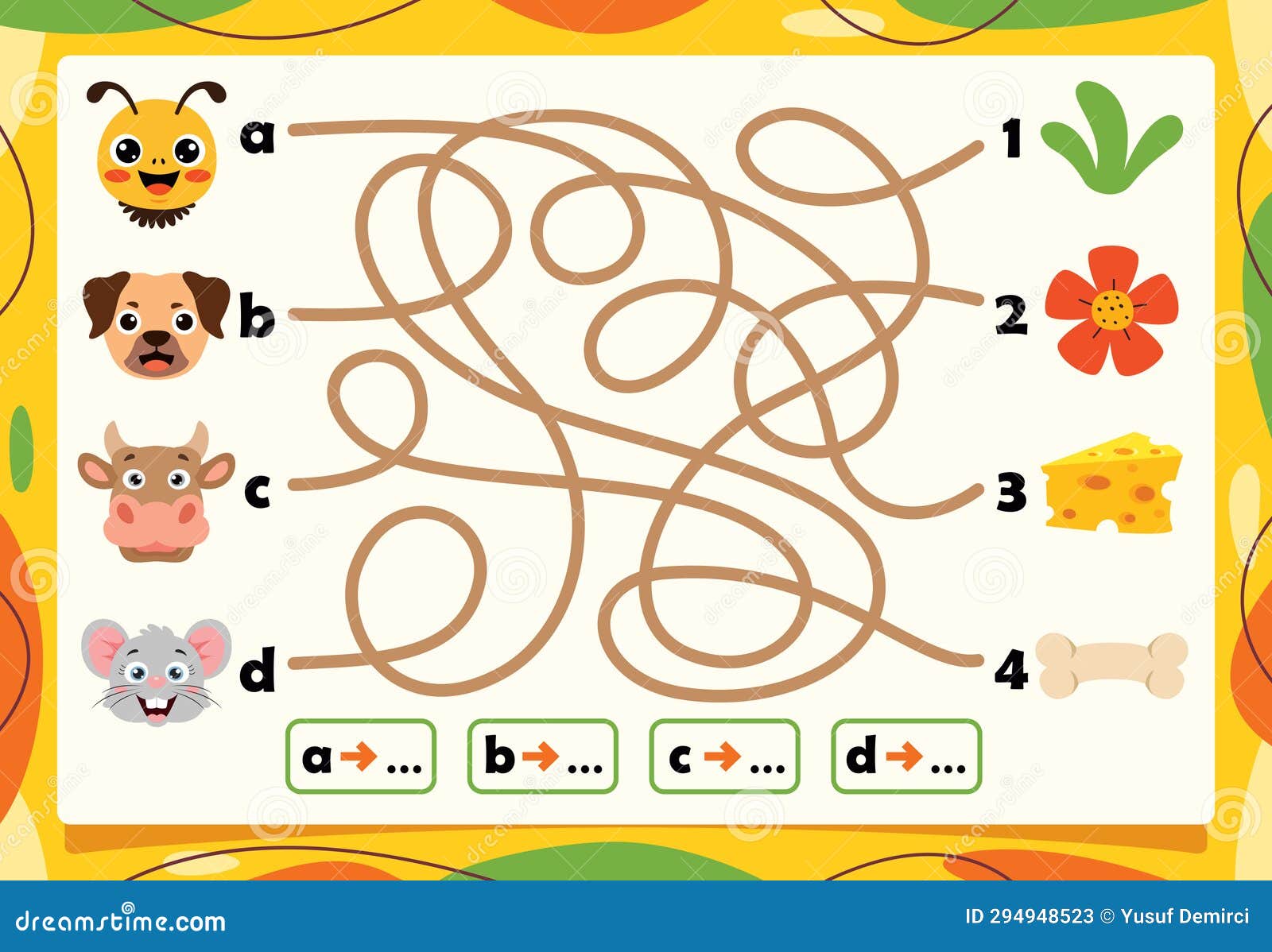 Matching Characters with Objects Game Stock Illustration - Illustration ...