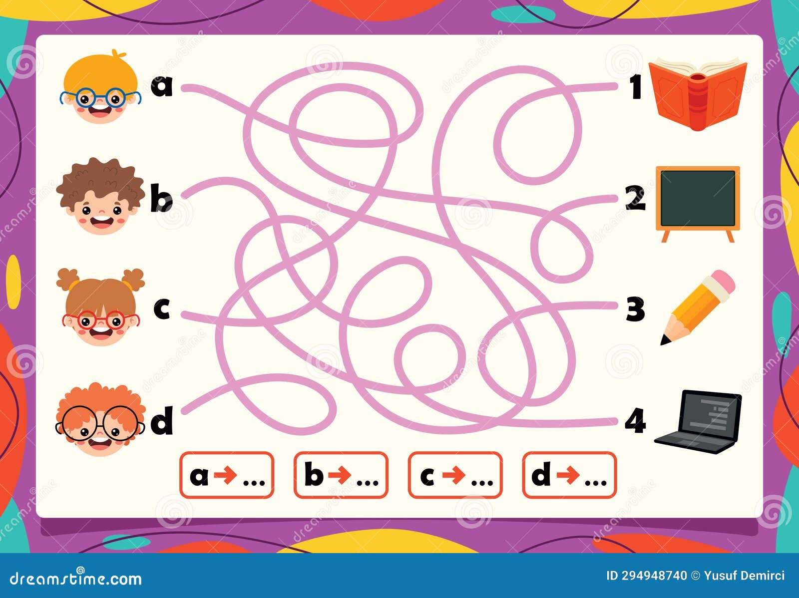 Matching Characters with Objects Game Stock Illustration - Illustration ...