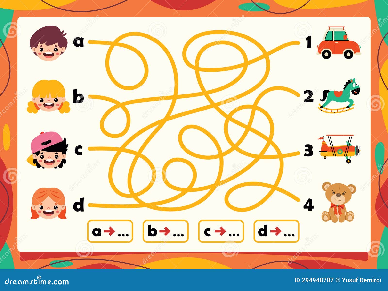 Matching Characters with Objects Game Stock Illustration - Illustration ...