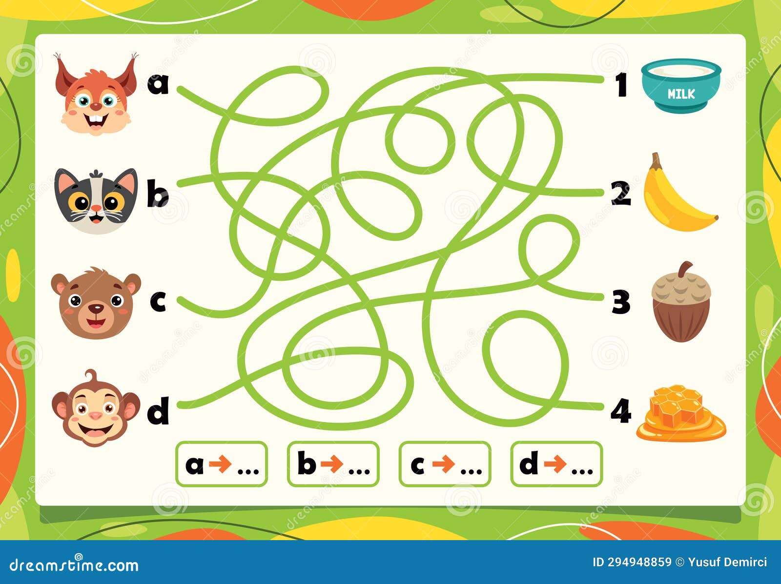 Matching Characters with Objects Game Stock Illustration - Illustration ...