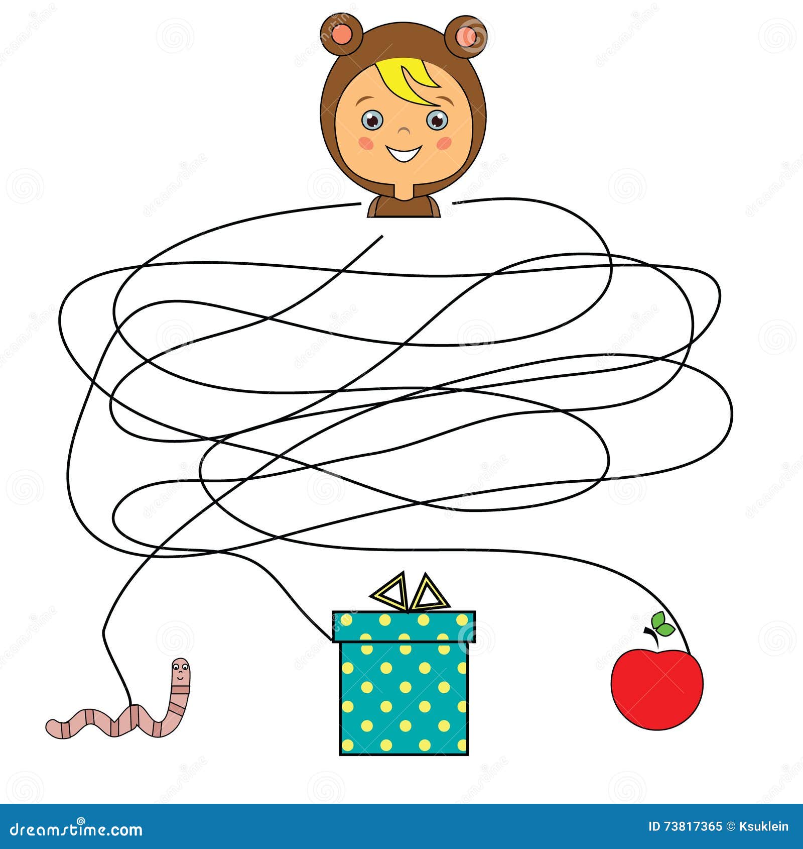 Matching Children Educational Game. Match Kid with Object Maze Actvity ...