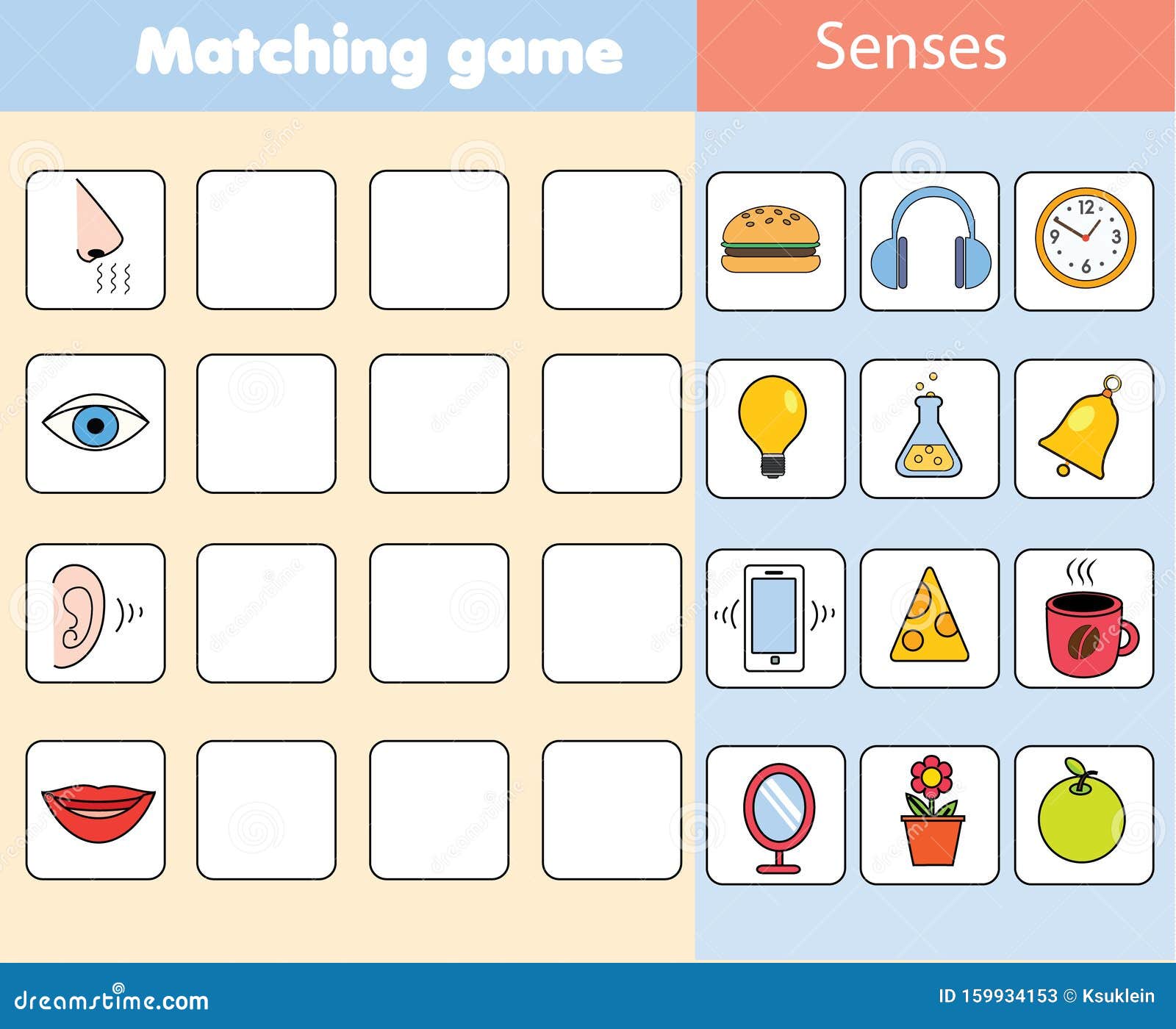 Matching Children Educational Game. Match Keys And Doors, Learning ...