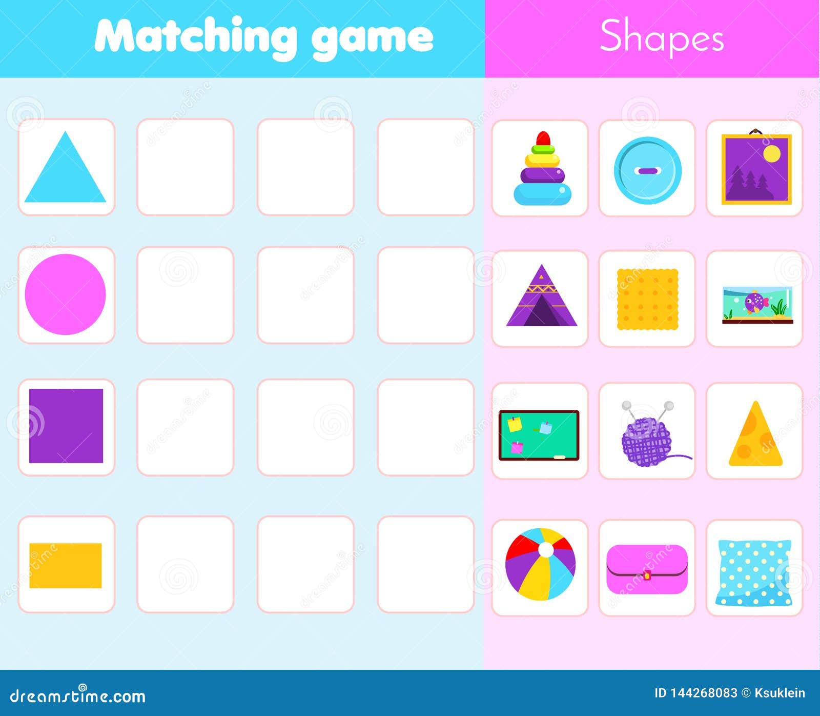 Matching Children Educational Game. Match Objects and Shapes. Activity ...