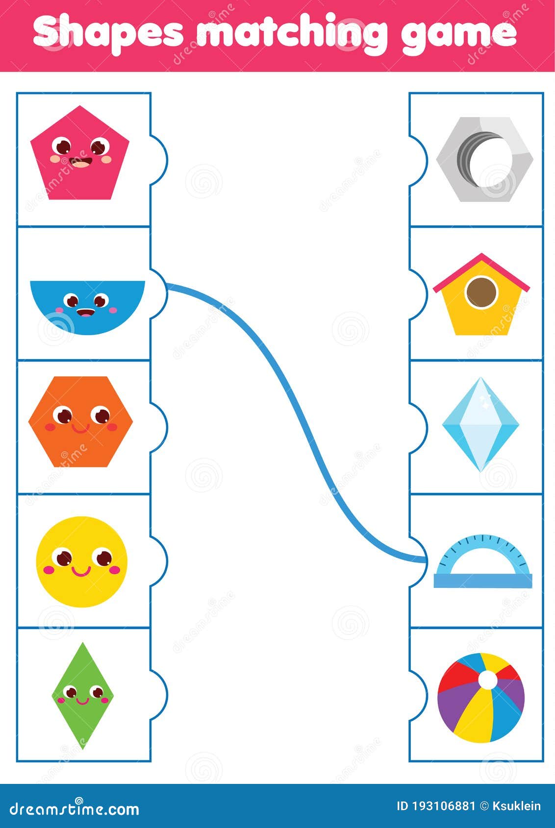 Matching Children Educational Game. Match Objects and Shapes. Activity ...