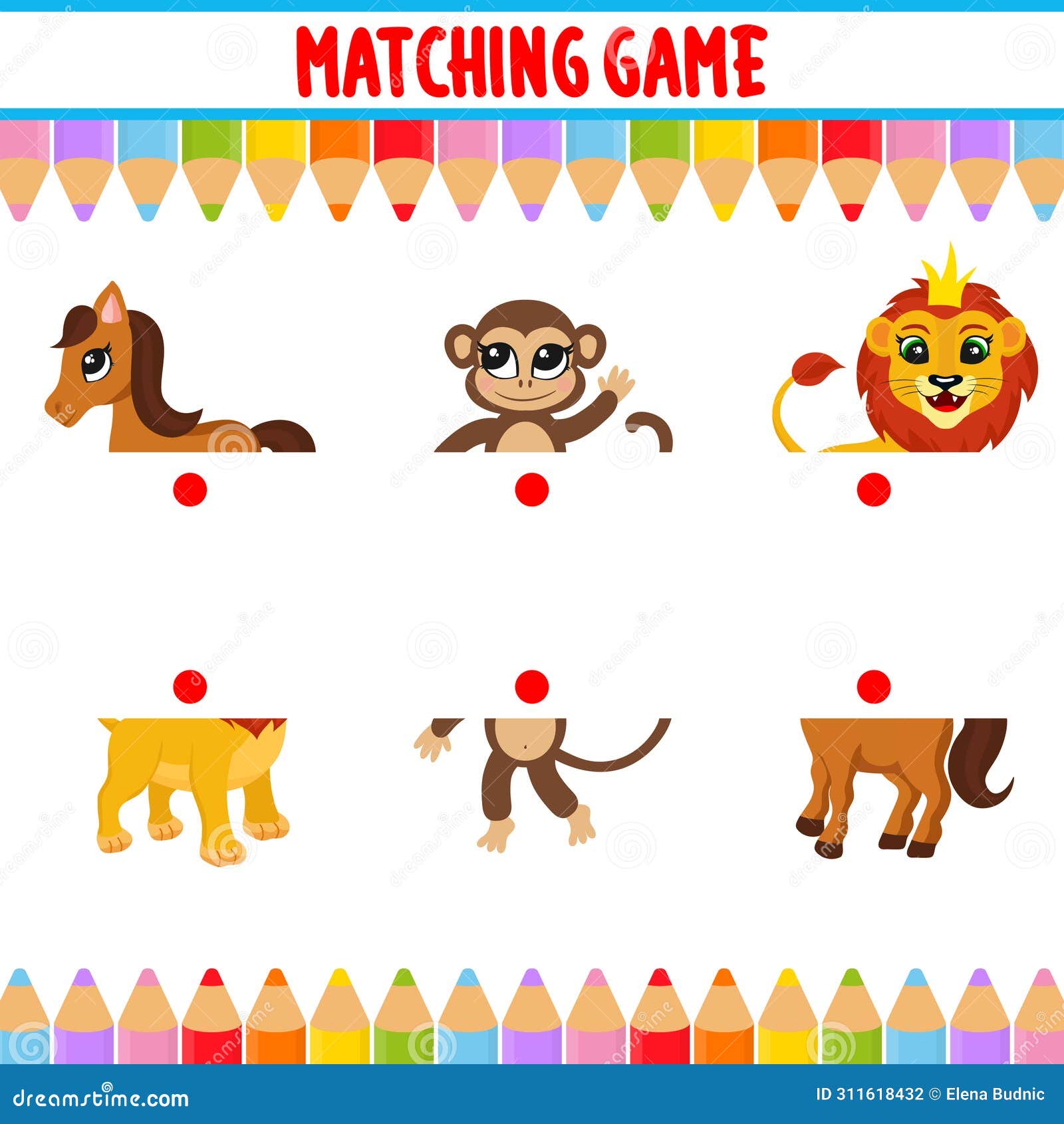 Matching Children Educational Game Match Objects Vector Image Stock ...