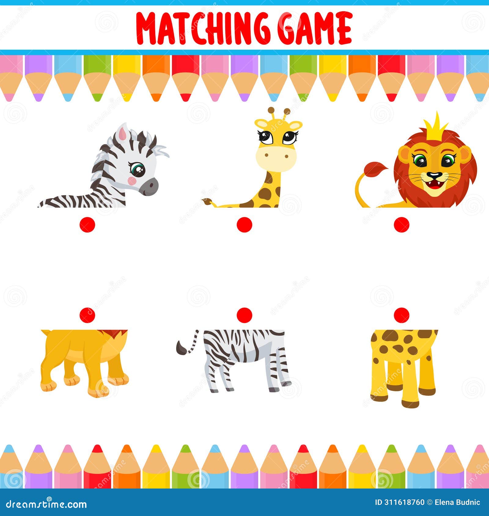 Matching Children Educational Game Match Objects Vector Image Stock ...