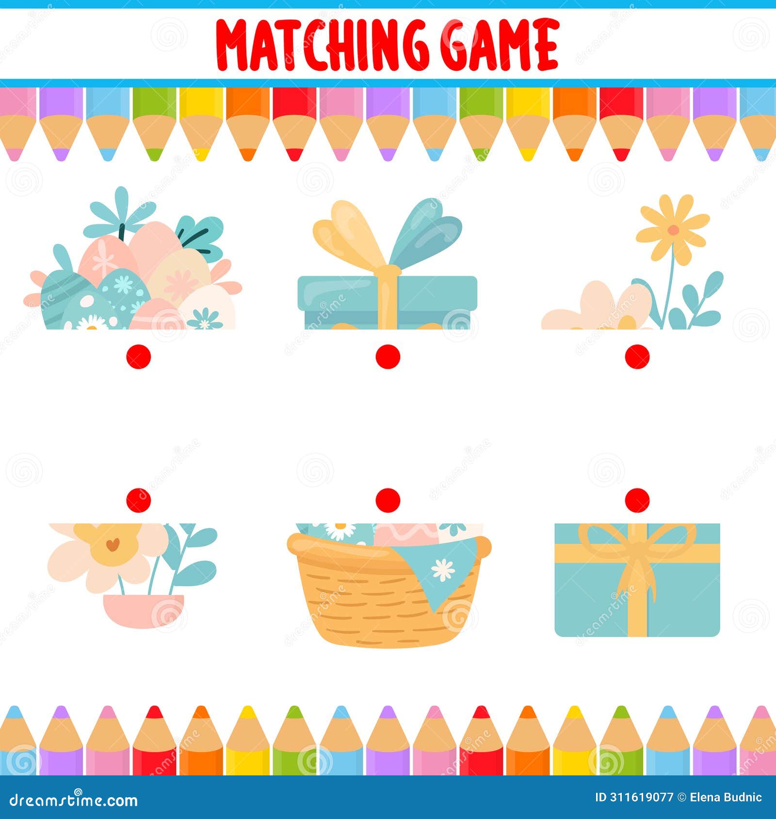 Matching Children Educational Game Match Objects Vector Image Stock ...