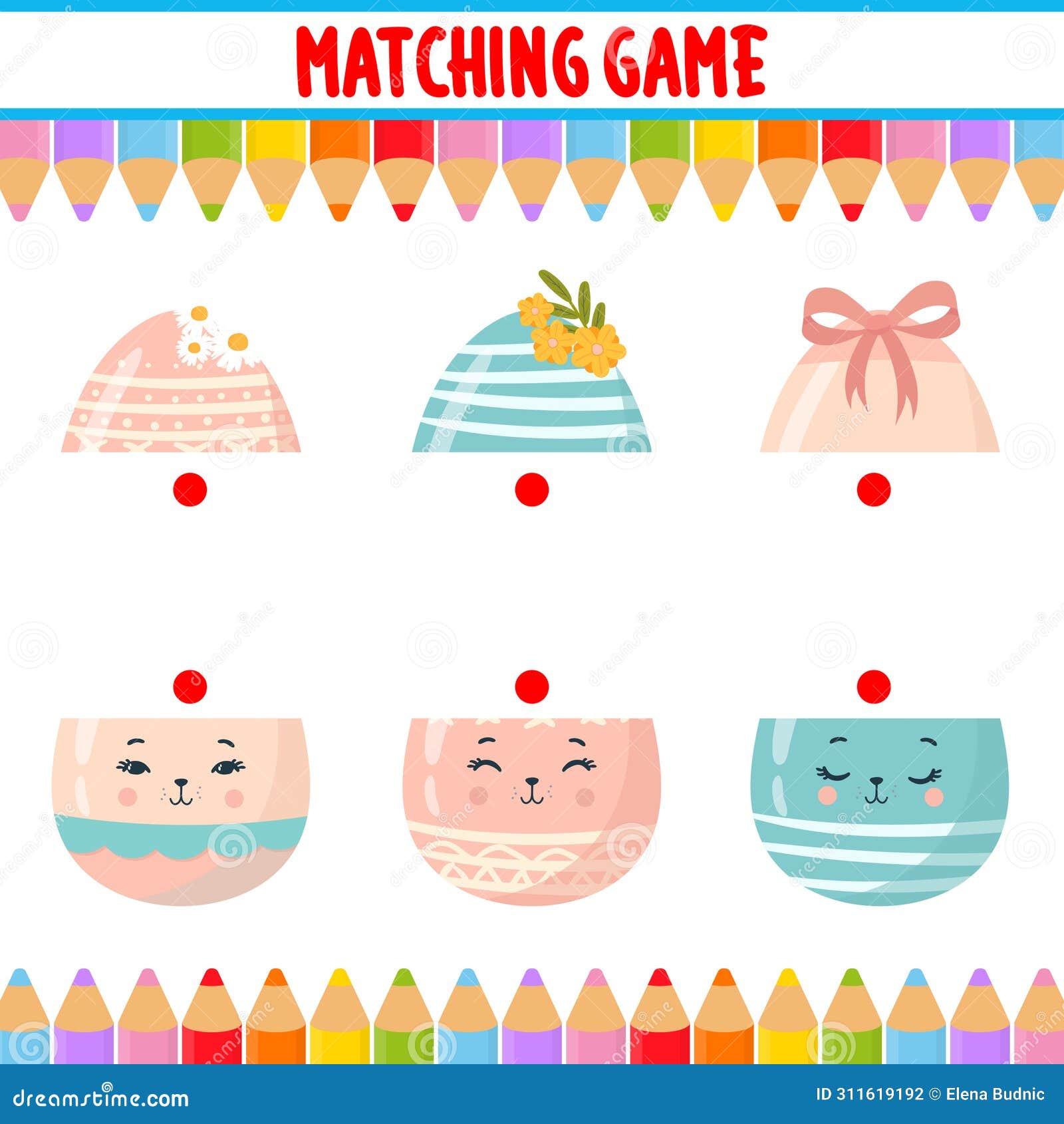 Matching Children Educational Game Match Objects Vector Image Stock ...