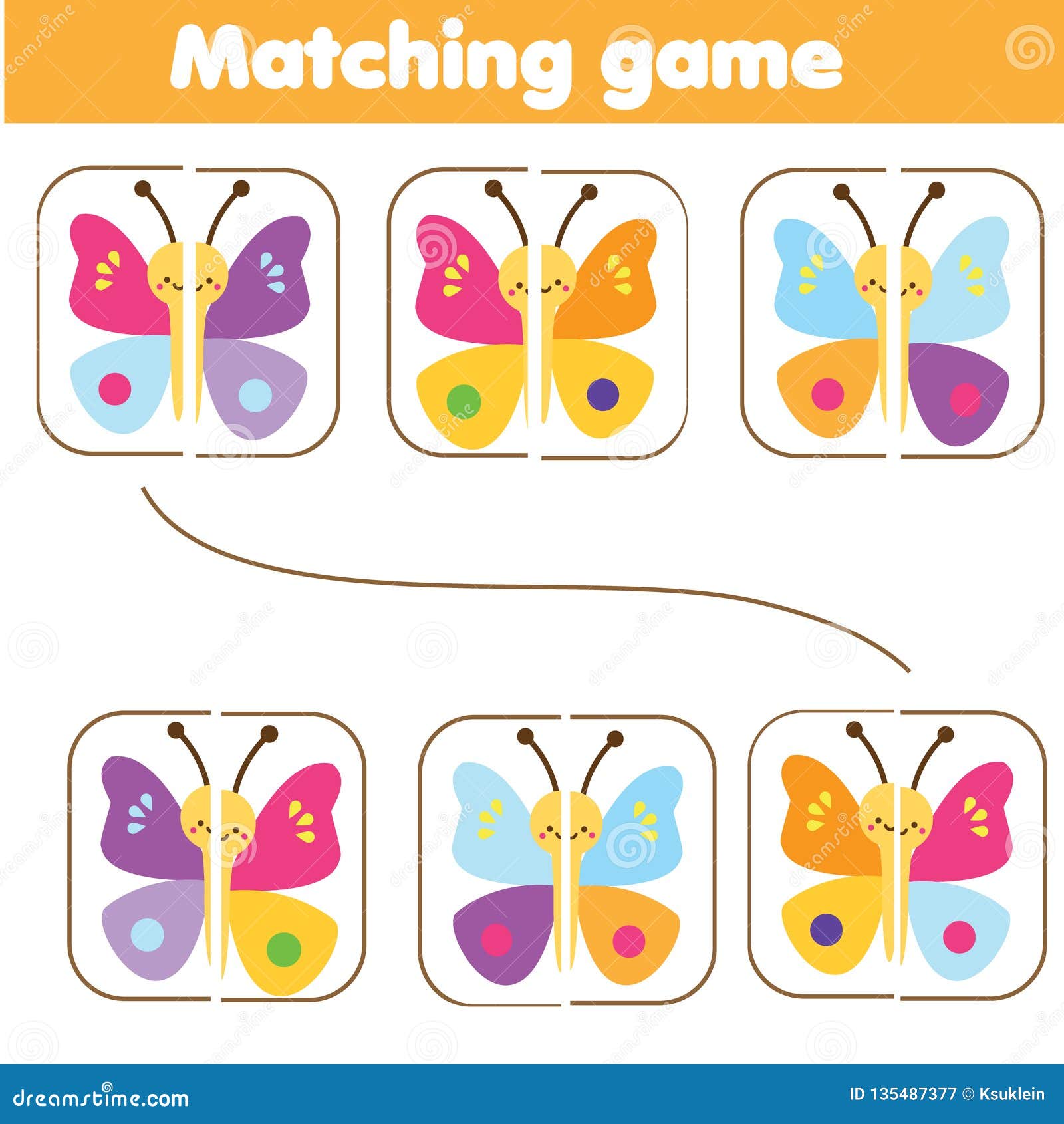 Matching Children Educational Game. Match Parts of Colorful Butterflies ... Matching Children Educational Game. Match Parts of Colorful Butterflies ...