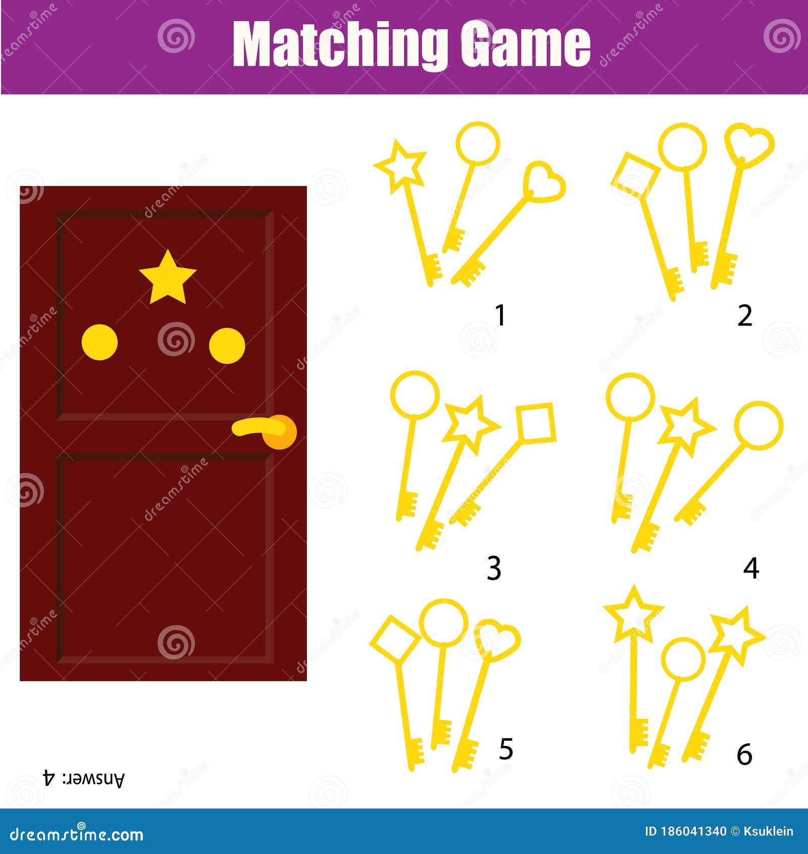 Matching Children Educational Game. Match by Shape. Activity for Kids ...