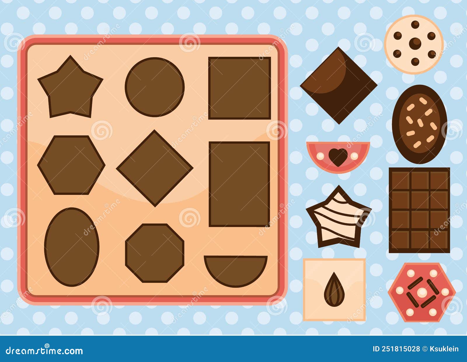 Matching Children Educational Game. Put Sweets in Box Match by Shape ...