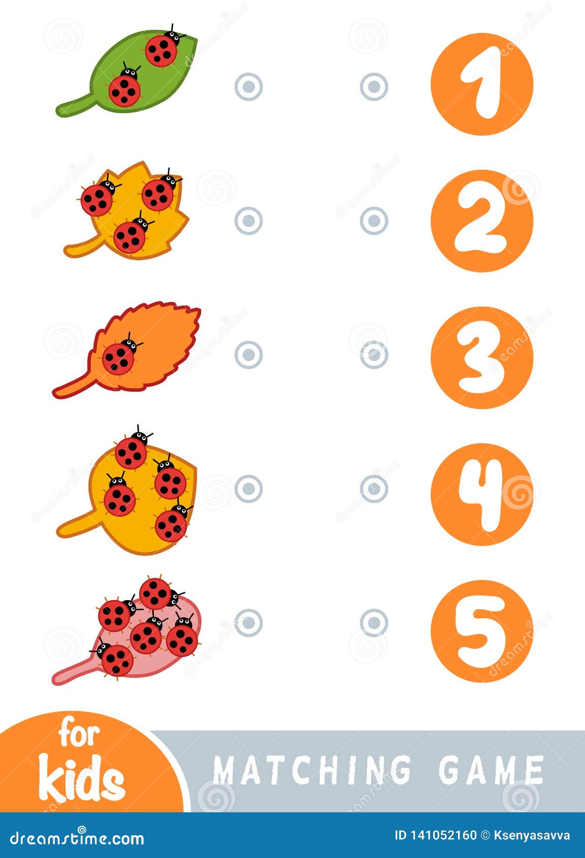 Matching Game for Children. Count How Many Bugs and Choose the Correct ...