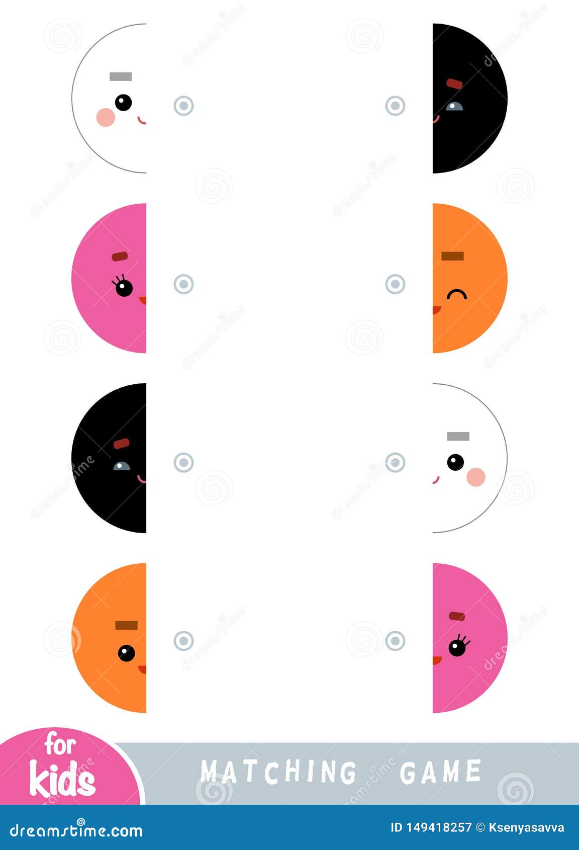 Matching Game, Game for Children. Match the Halves. Set of Colored ...