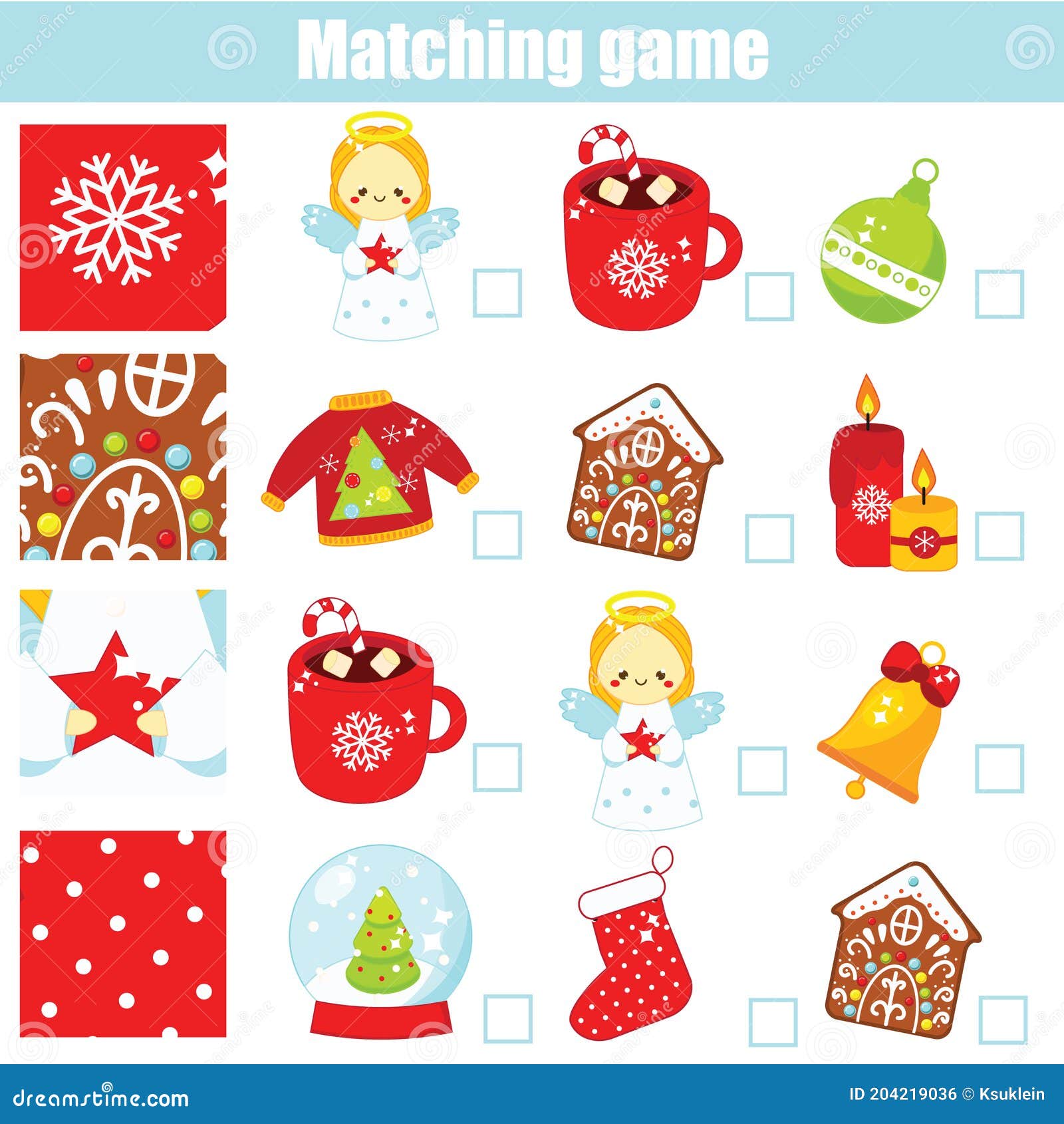 Matching Game. Educational Children Activity New Year, Christmas ...