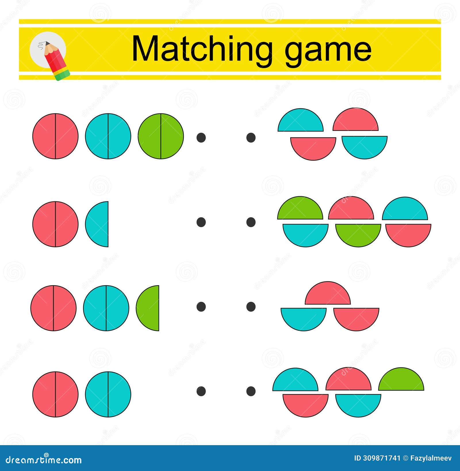 Matching Game for Kids. Educational Material Stock Vector ...