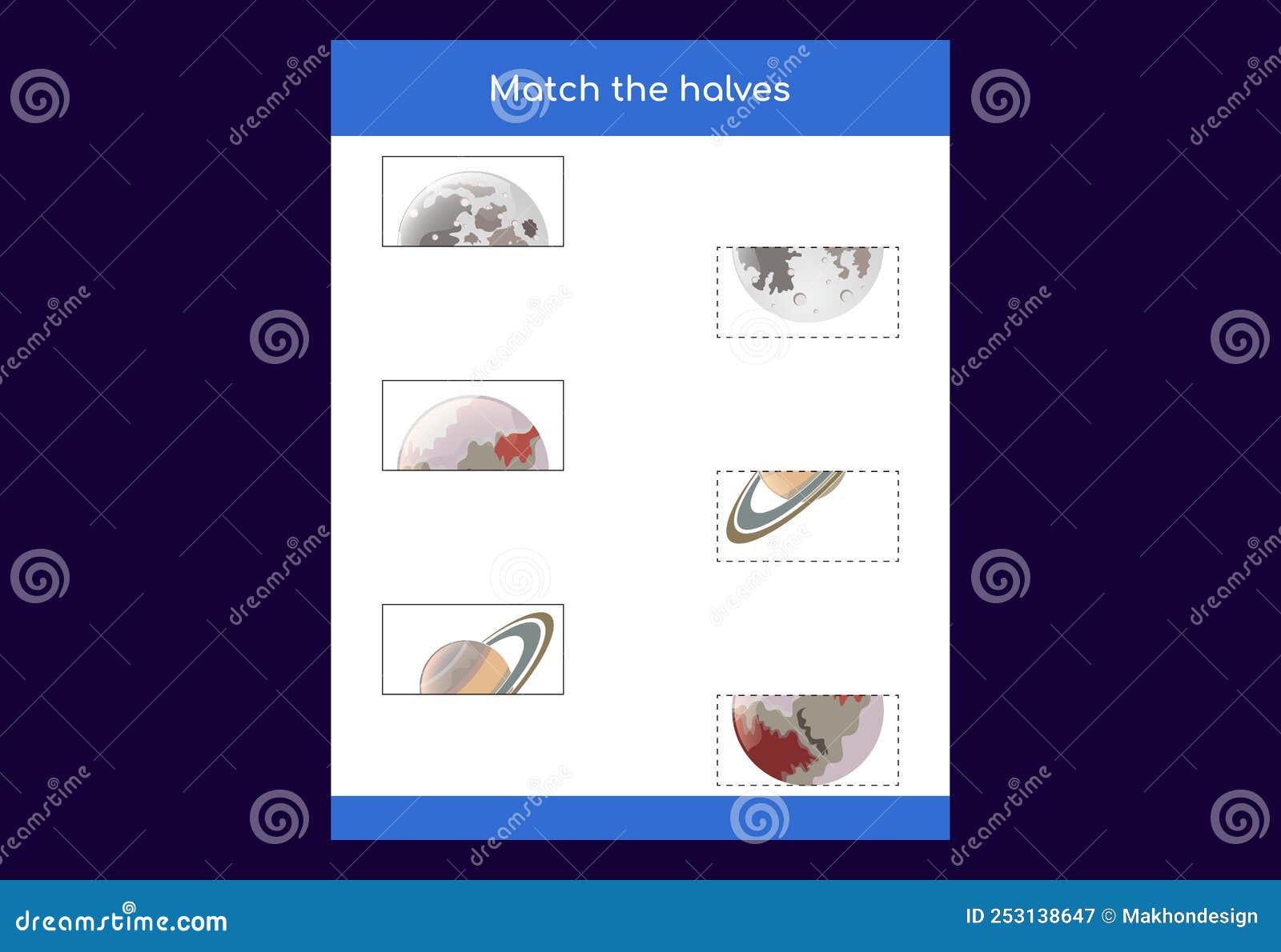 Matching Game. Match Halves of Objects. Educational Game for Children ...
