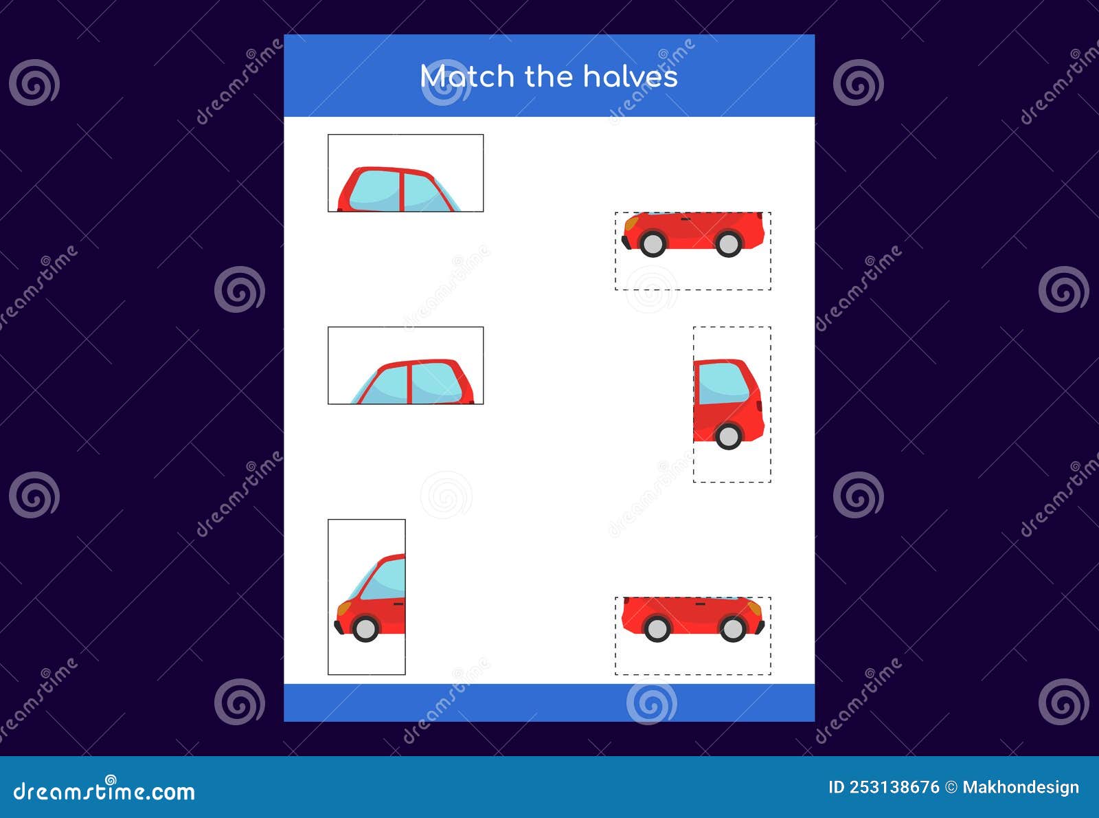 Matching Game. Match Halves of Objects. Educational Game for Children ...