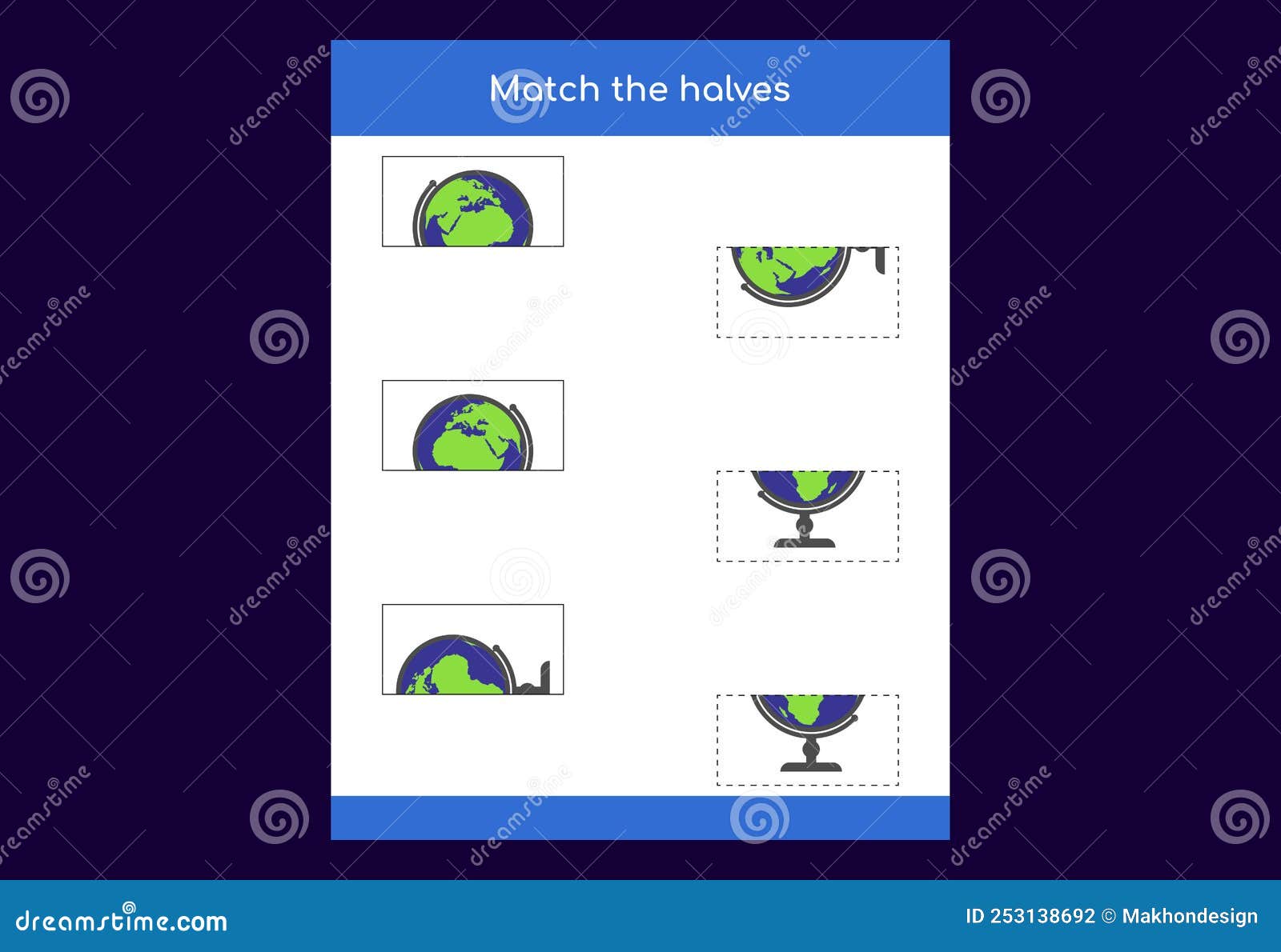 Matching Game. Match Halves of Objects. Educational Game for Children ...