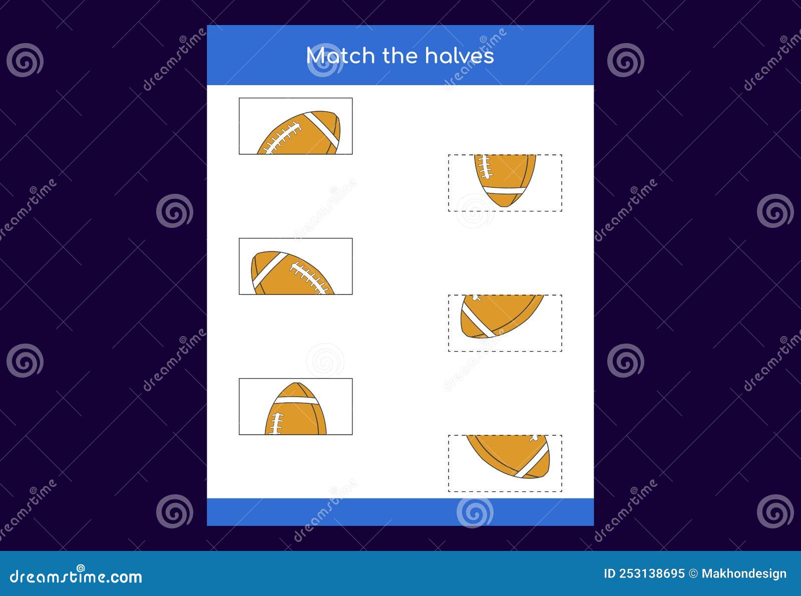 Matching Game. Match Halves of Objects. Educational Game for Children ...