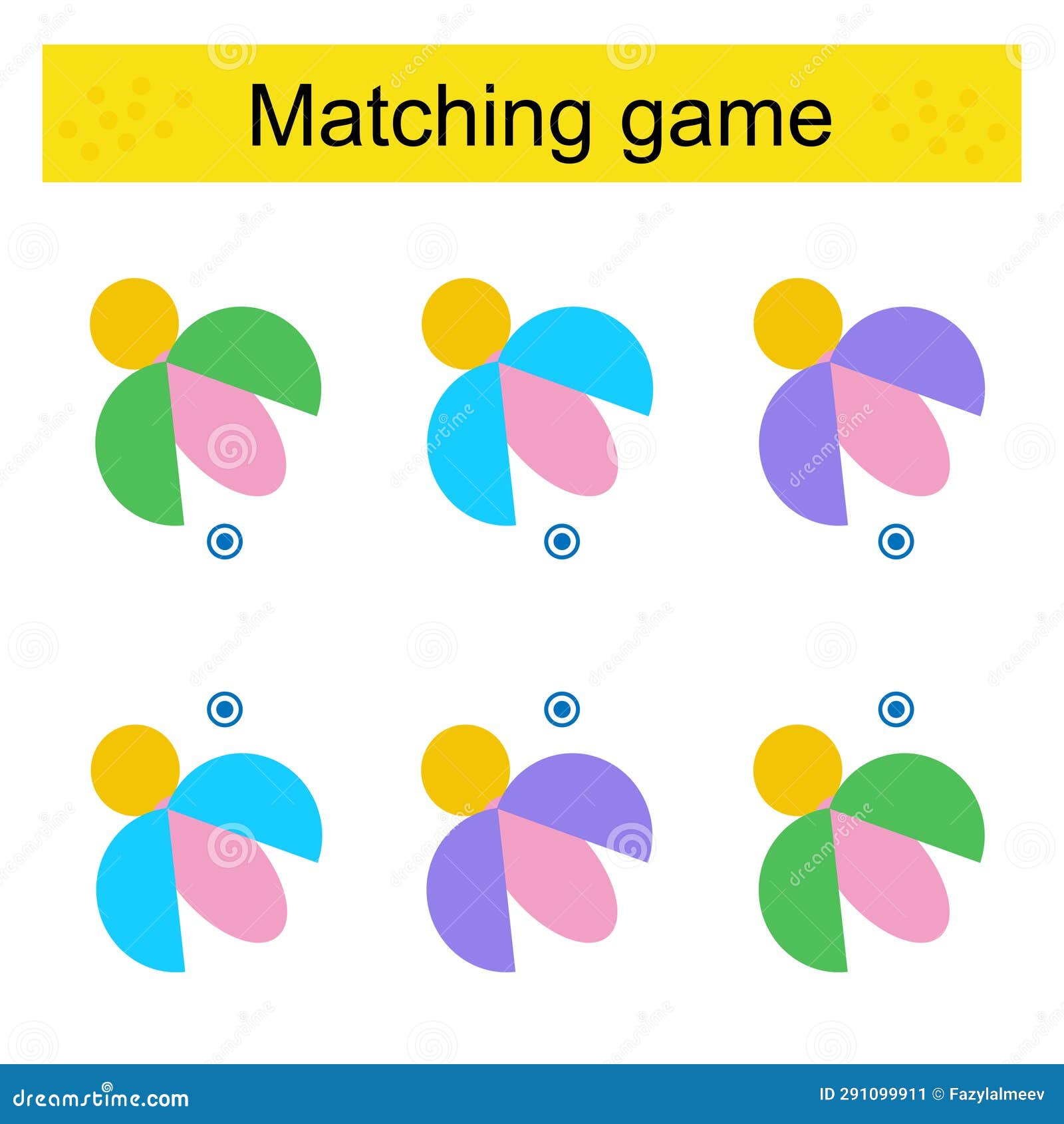 Matching Game. Task for the Development of Attention and Logic. Cartoon ...