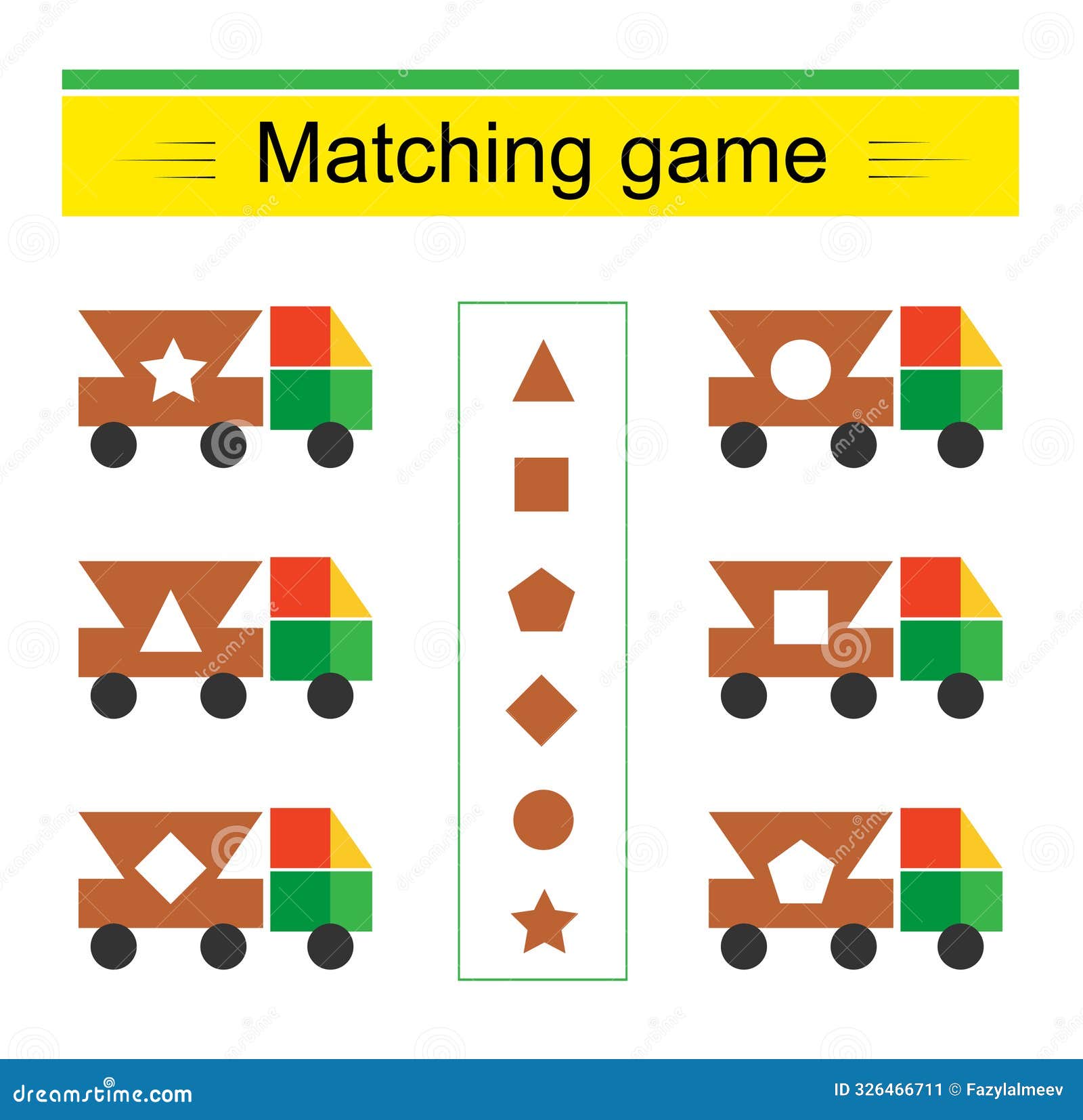 Matching Game. Vector Illustration of the Cartoon Truck Stock Vector ...